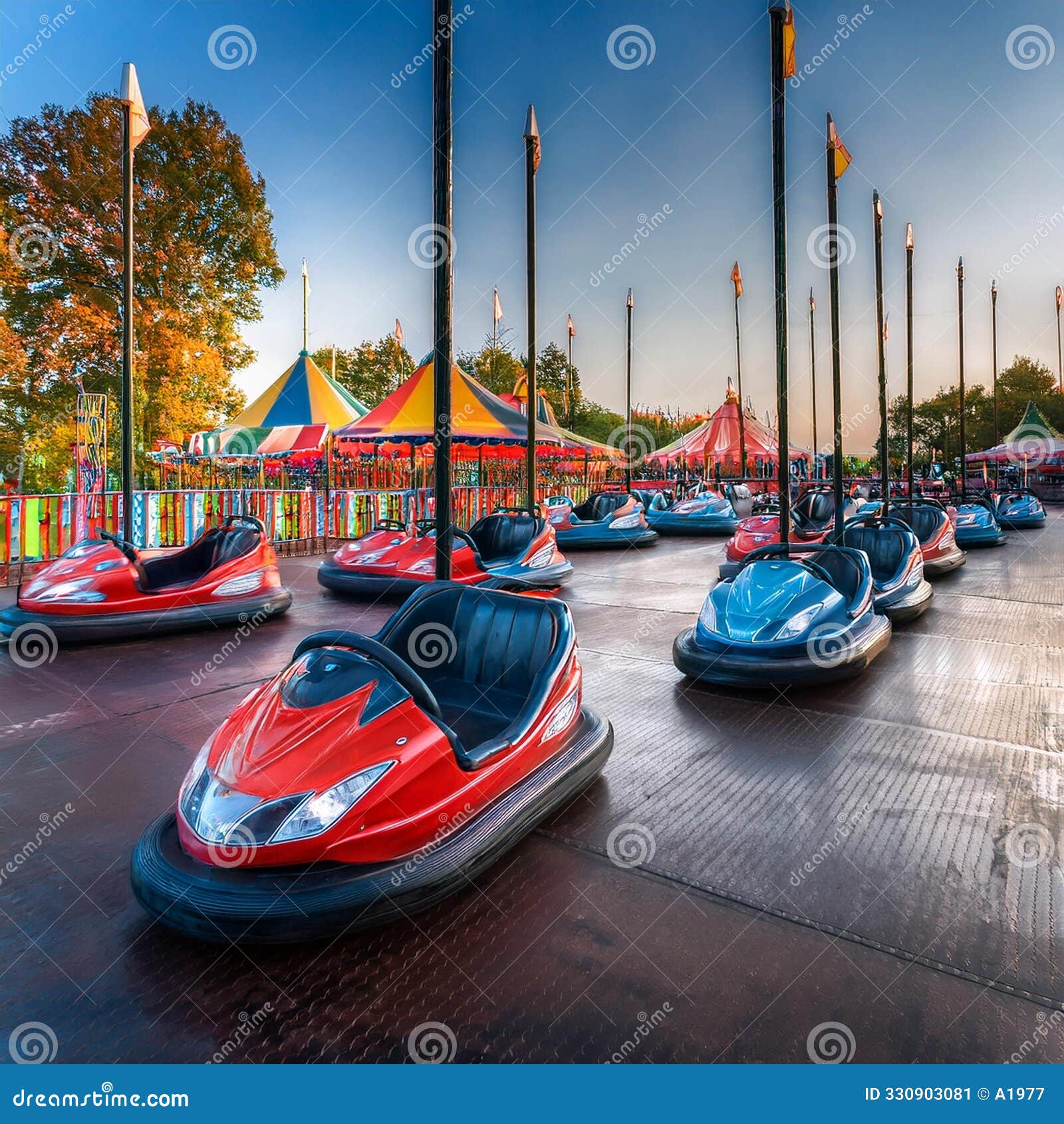 Bumper Cars in a Luna Park, AI Generated Stock Illustration ...