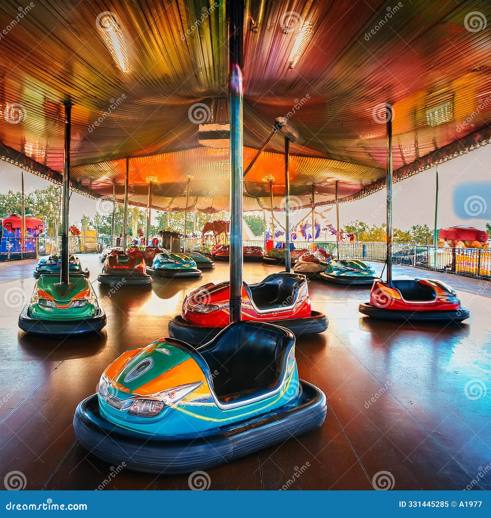 Bumper Cars in a Luna Park, AI Generated Stock Illustration ...