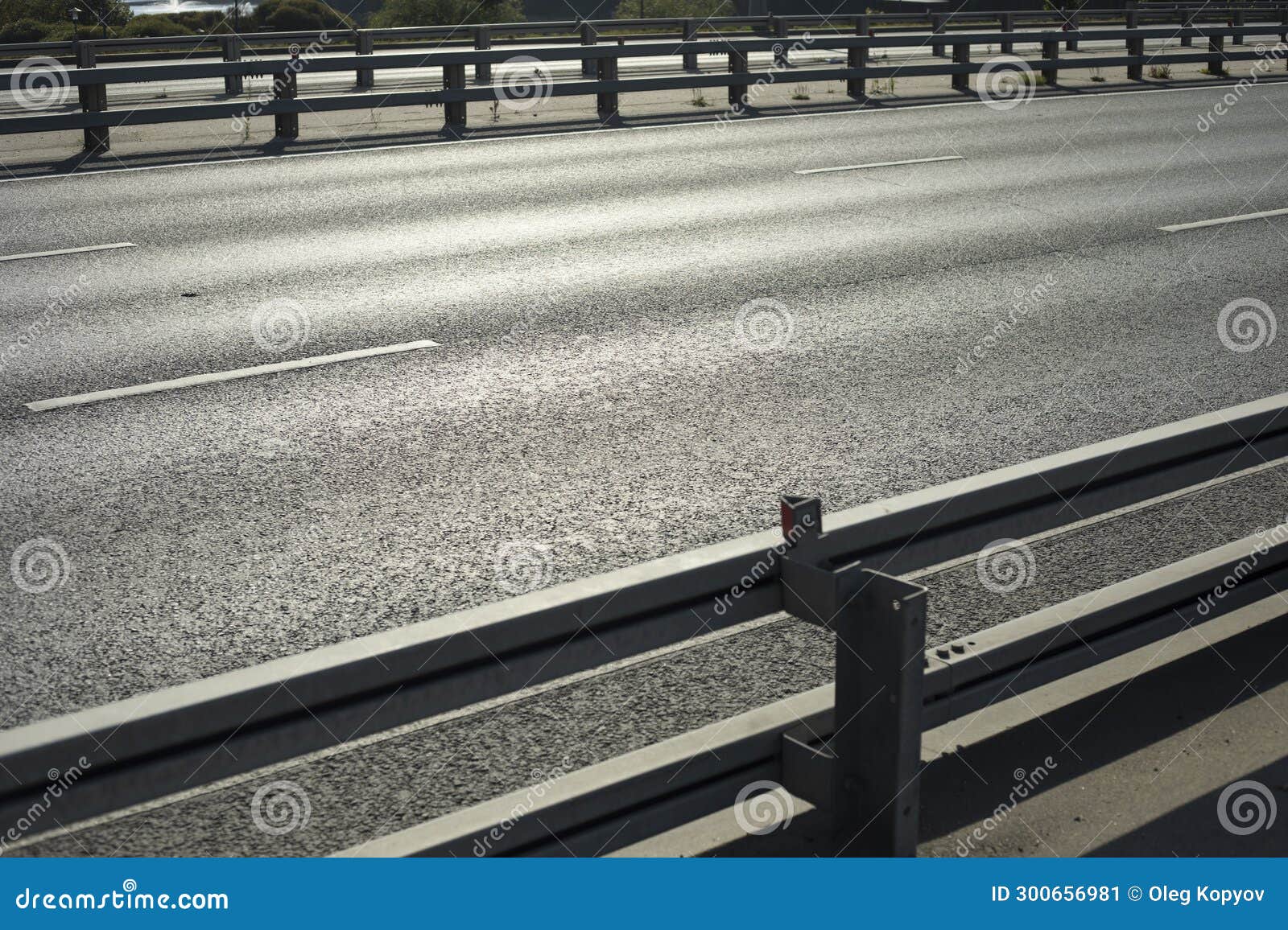 Bumper on the Highway. an Empty Road. Track Details Stock Image - Image ...