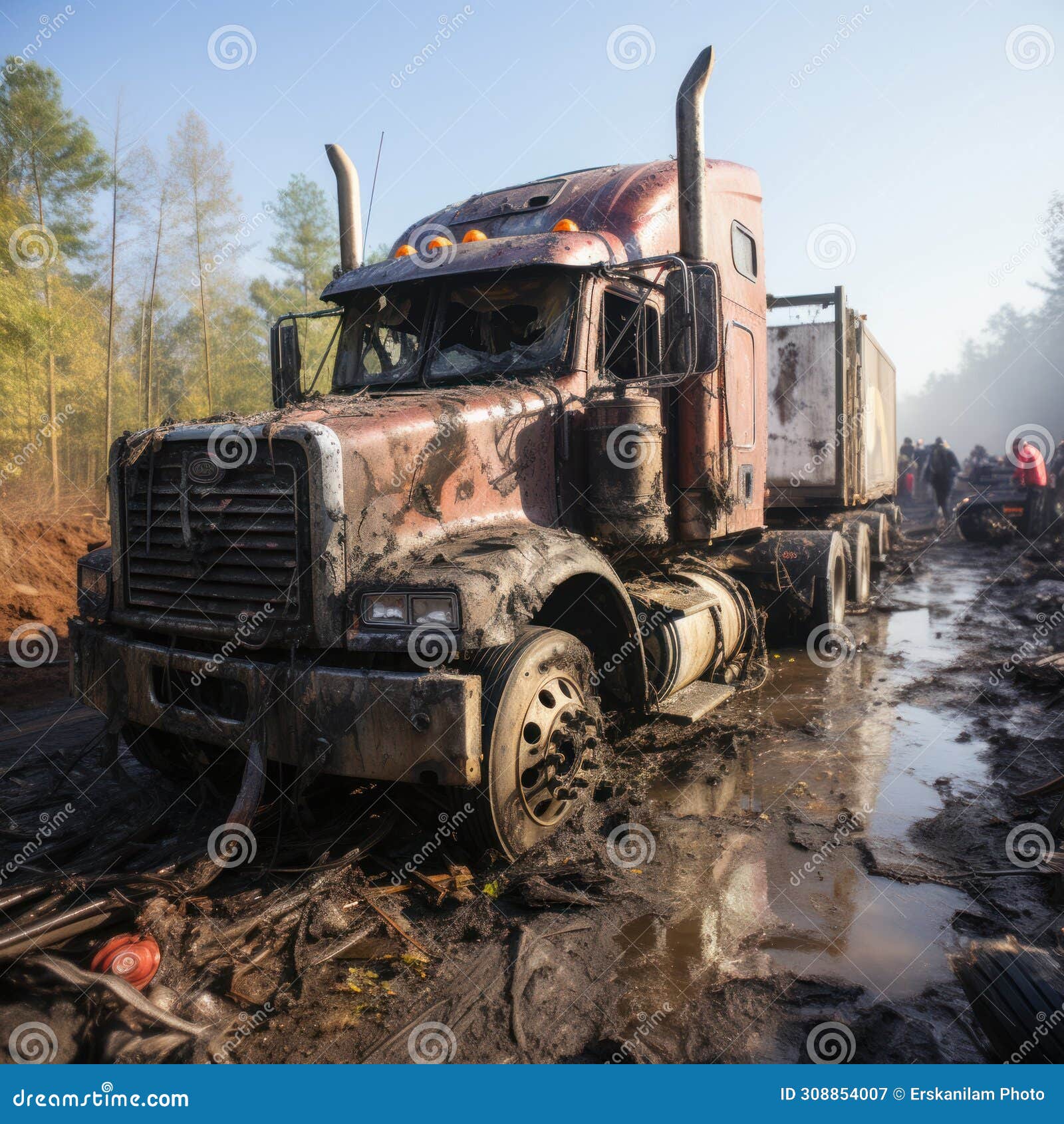 The Bumper of the Loading Truck Experienced an Accident Hitting a Road ...