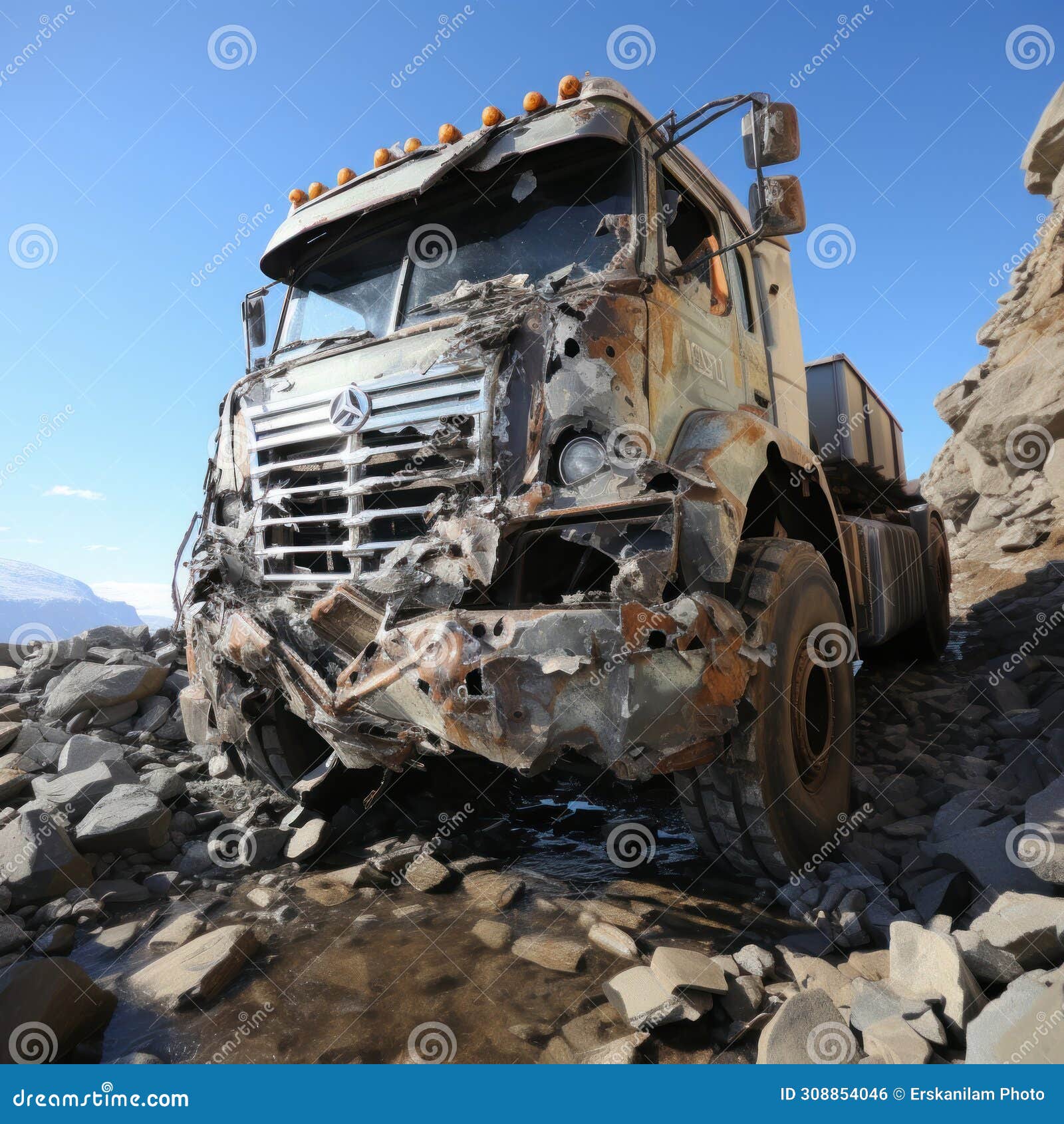 The Bumper of the Loading Truck Experienced an Accident Hitting a Road ...