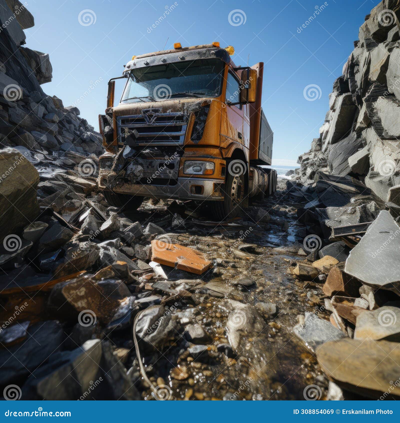 The Bumper of the Loading Truck Experienced an Accident Hitting a Road ...