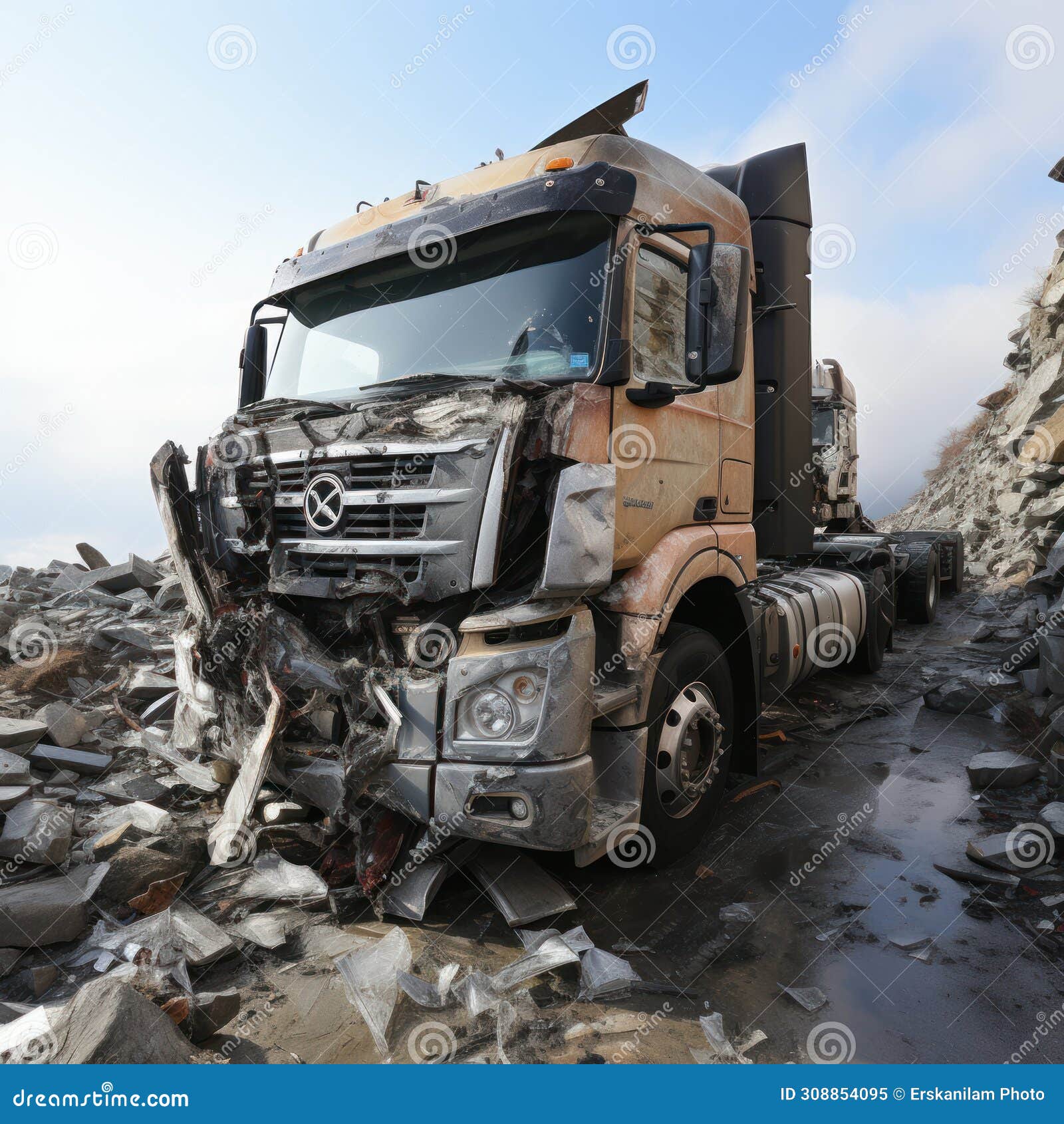 The Bumper of the Loading Truck Experienced an Accident Hitting a Road ...