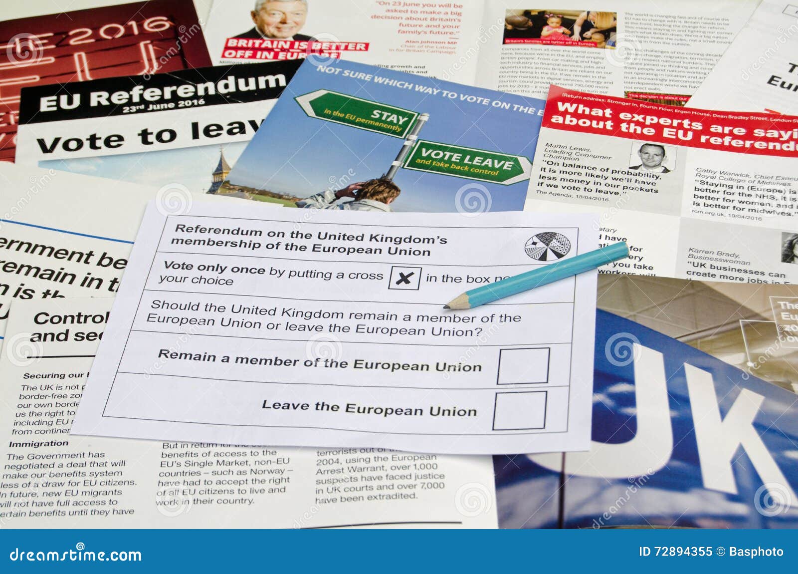 Bumpf Della Scheda Elettorale E Di Campagna Del Referendum Di UE ...