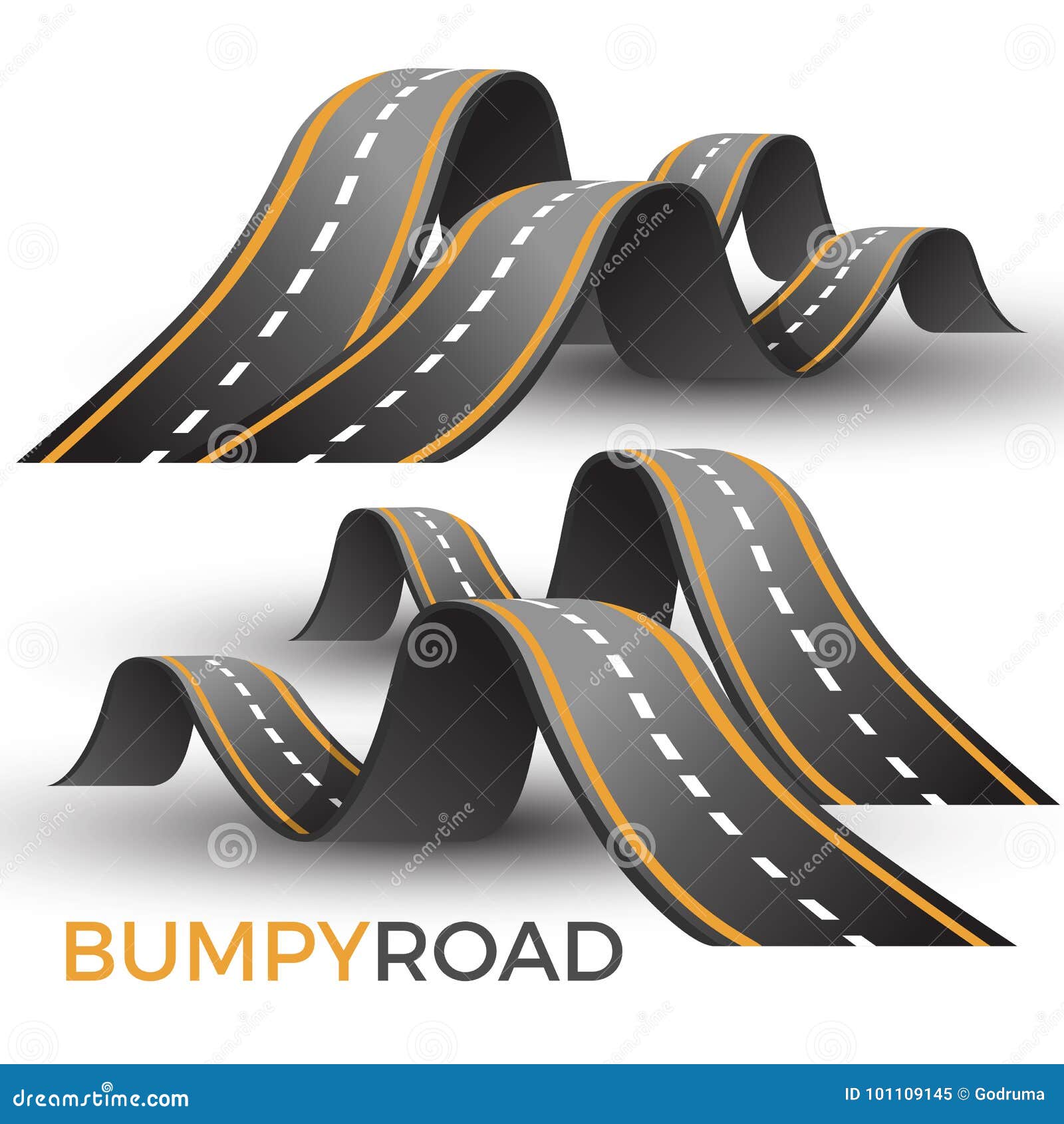 Bumpy Road Icon Uneven Dangerous Wave Path With Marking Vector ...