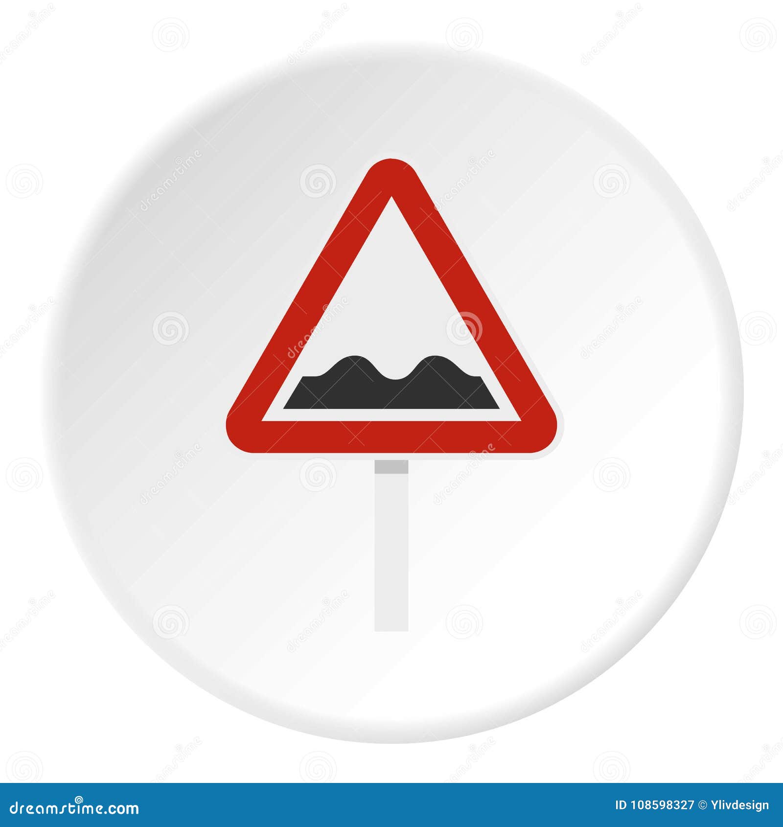 Bumpy Road Sign Icon Circle Stock Vector - Illustration of metal, black ...