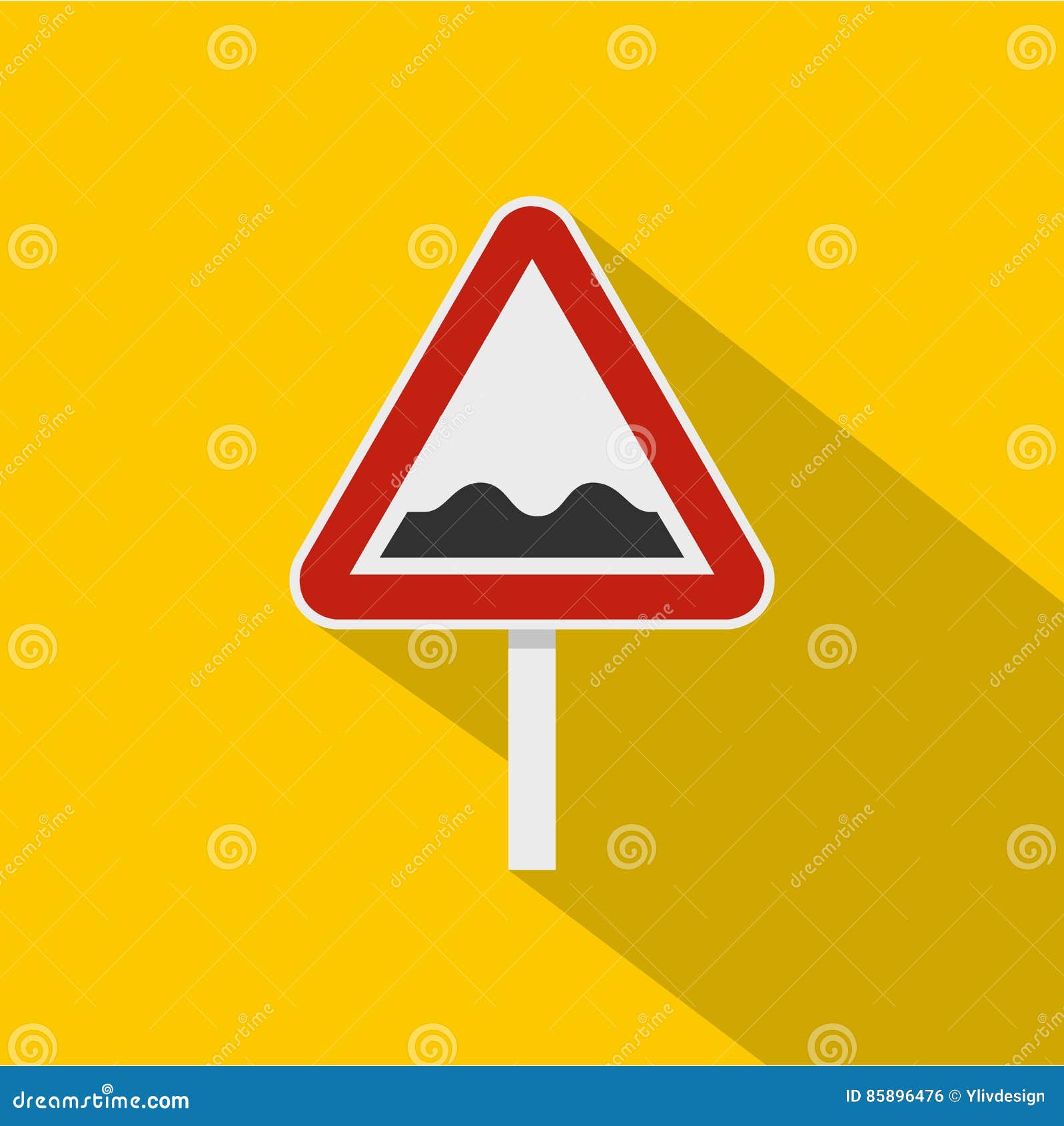 Bumpy Road Sign Icon, Flat Style Stock Vector - Illustration of alert ...