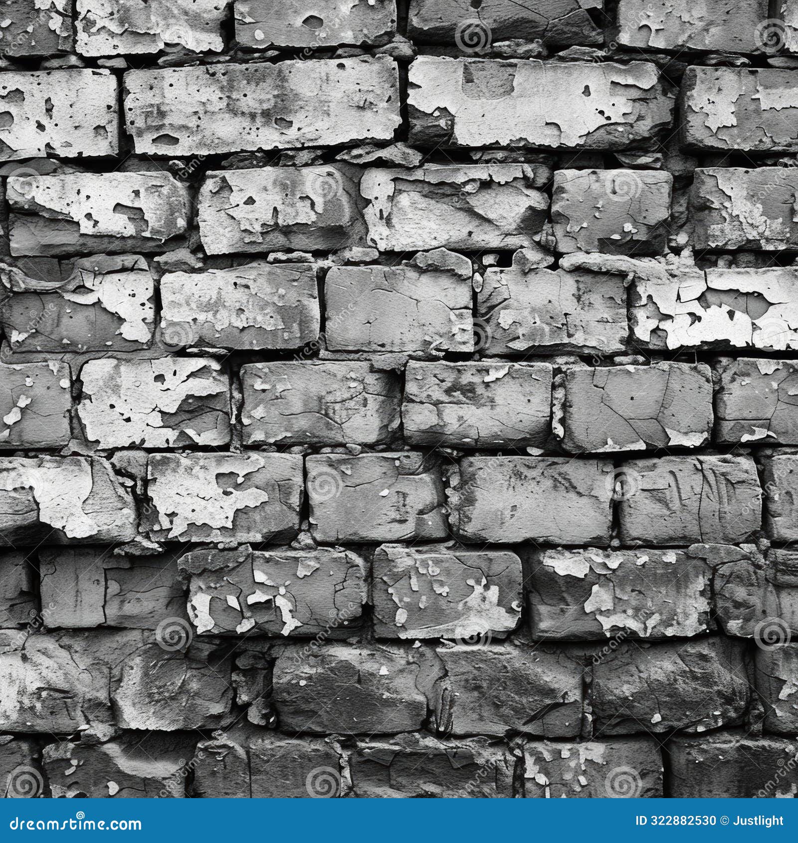 The Bumpy Uneven Texture of an Aged Brick Wall. Black and White Art ...