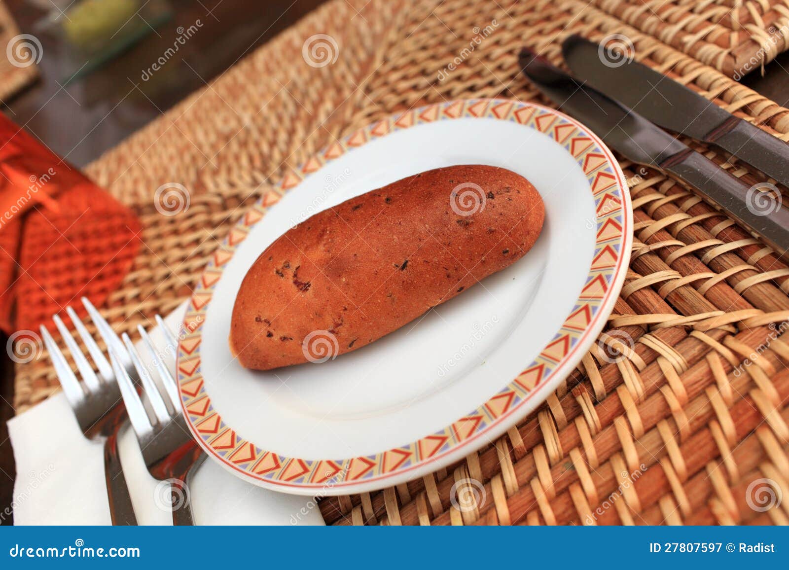 Bun stock image. Image of bread, plate, meal, morning - 27807597
