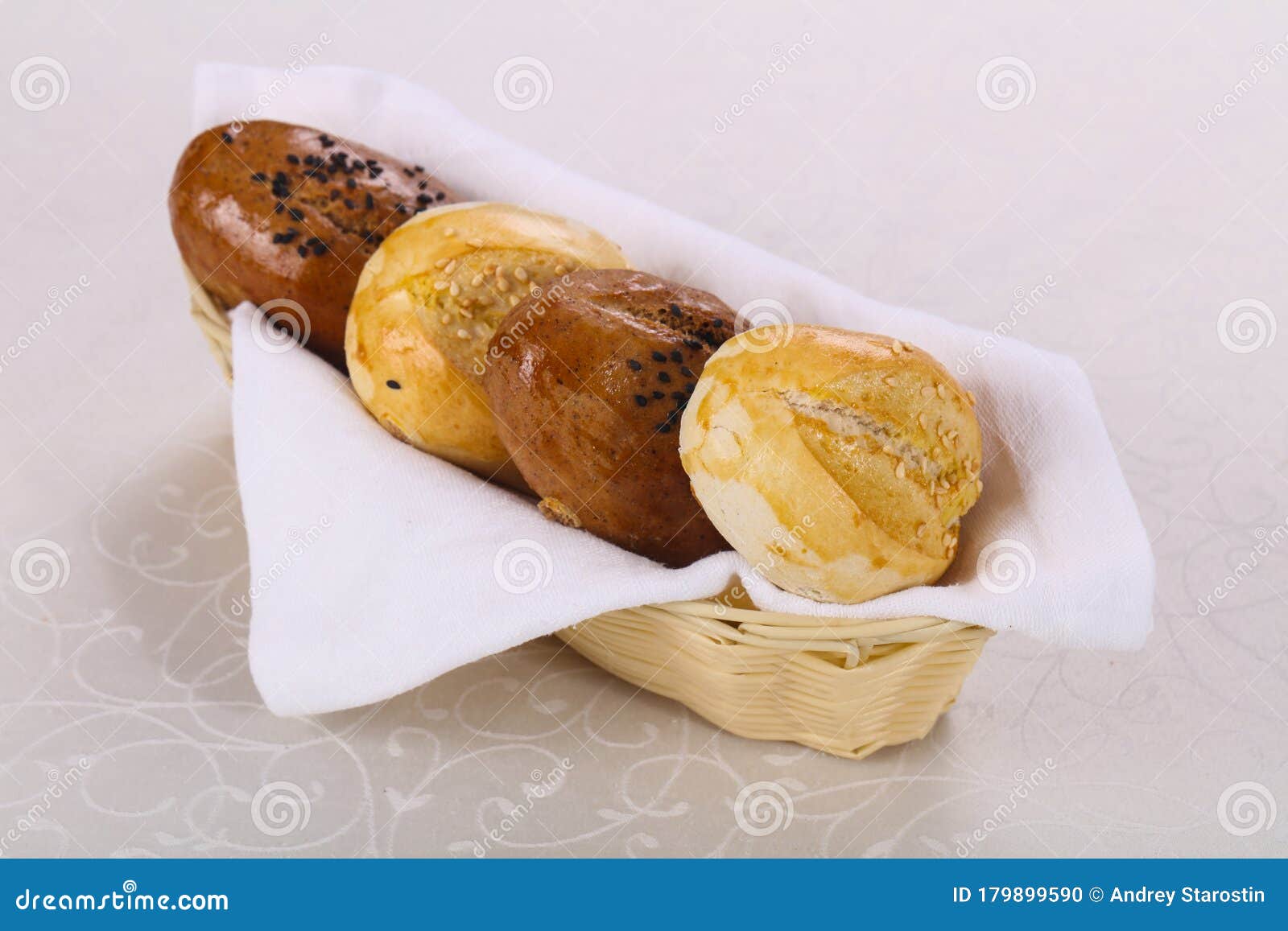 Bun Assortment in the Basket Stock Photo - Image of closeup, brown ...