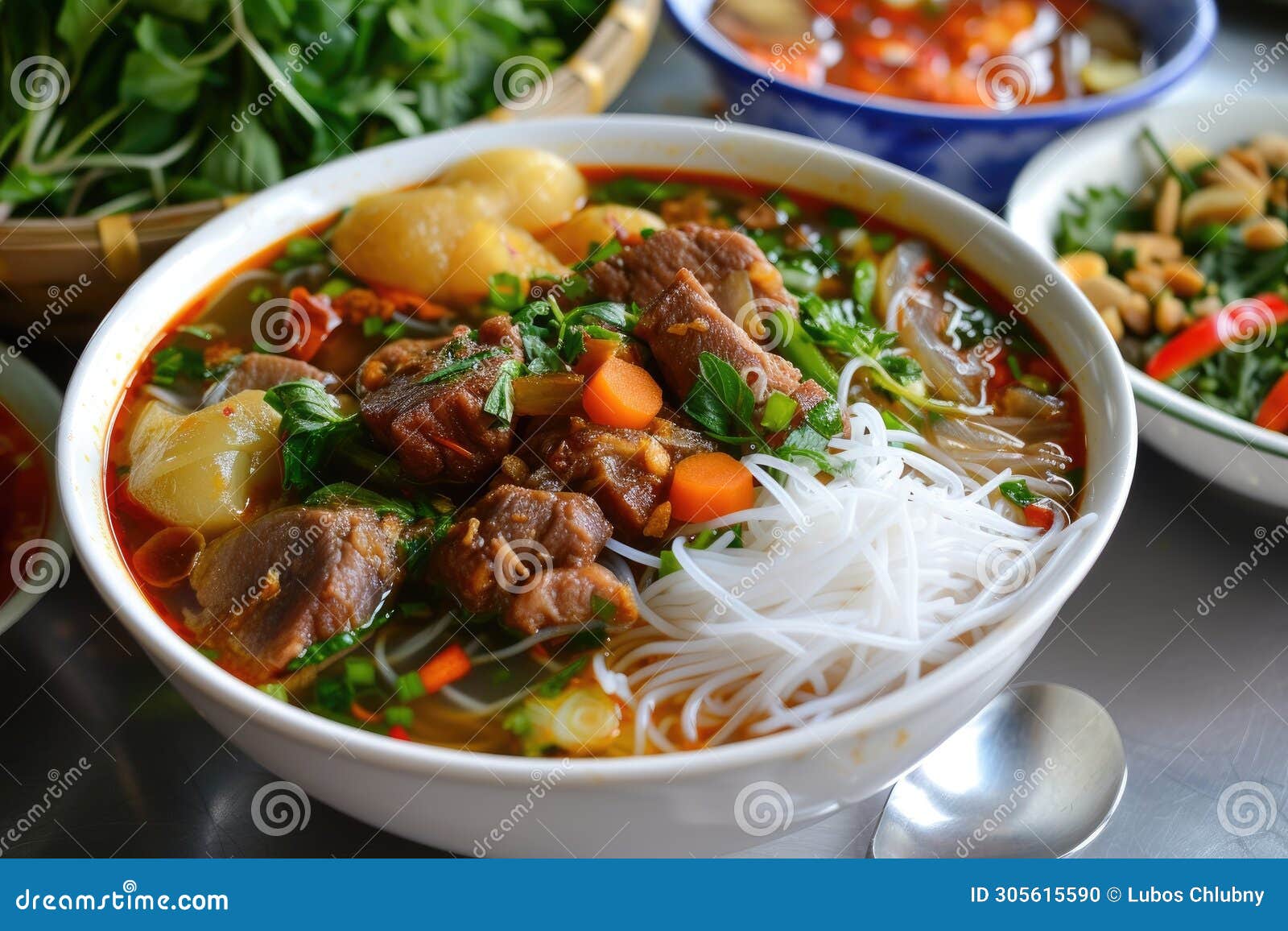 Bun Cha Ha Noi Vietnamese Traditional Dish Stock Illustration - Illustration of grilled, meat ...
