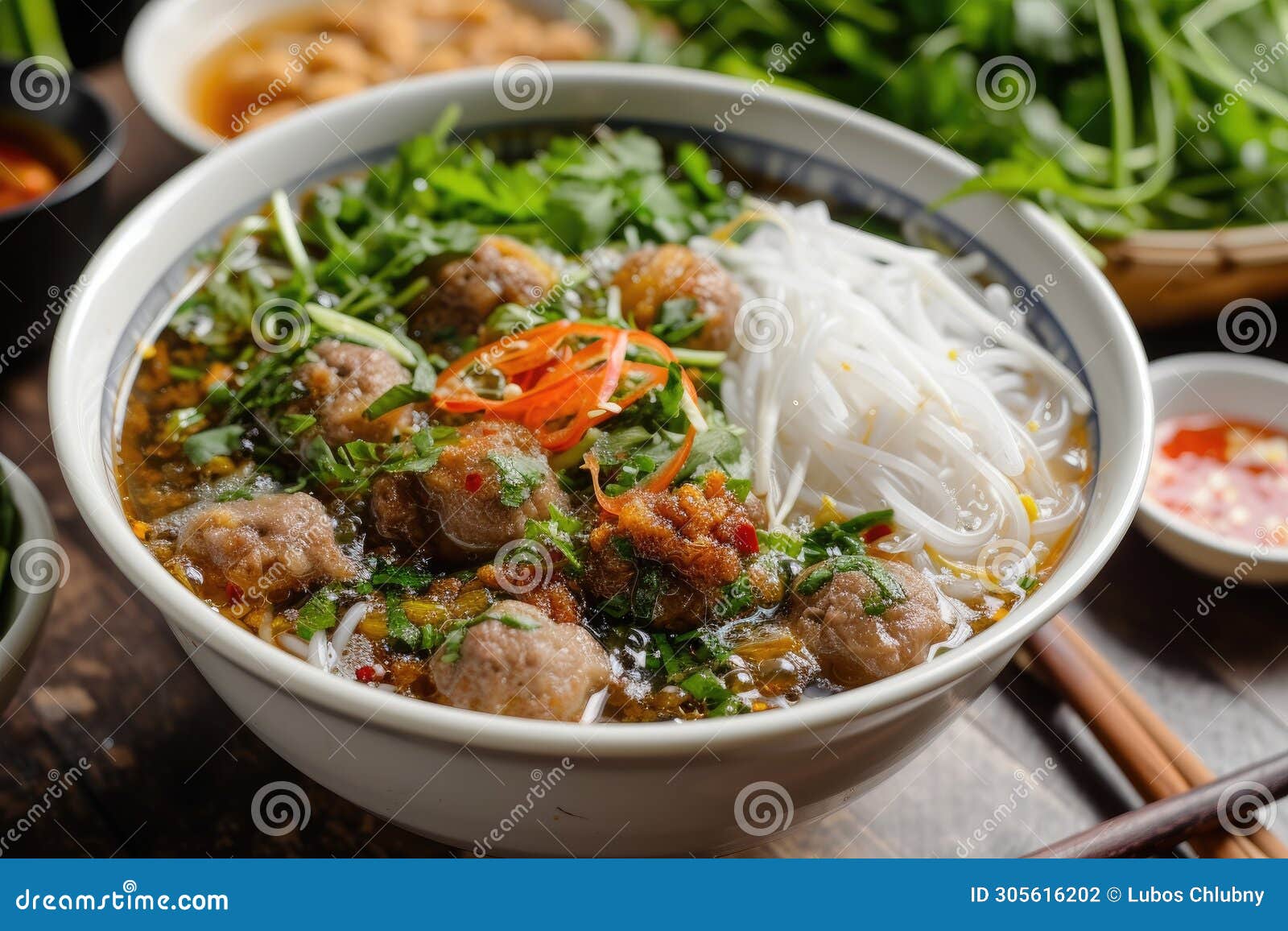 Bun Cha Ha Noi Vietnamese Traditional Dish Stock Illustration