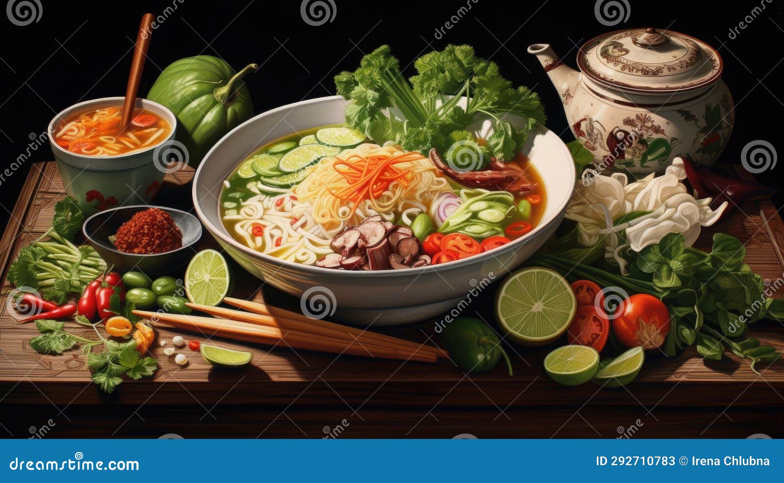 Bun Cha Ha Noi Vietnamese Traditional Dish Stock Illustration