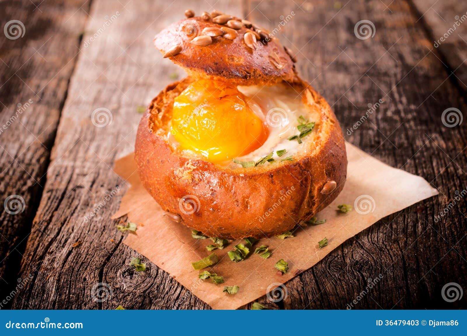 Bun and egg stock image. Image of delicious, hollowed - 36479403