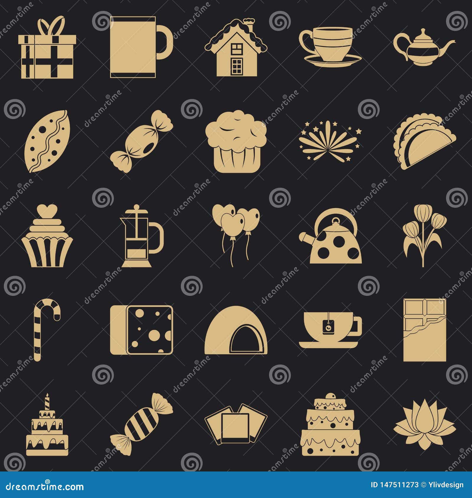 Bun Fight Icons Set, Simple Style Stock Vector - Illustration of glass ...