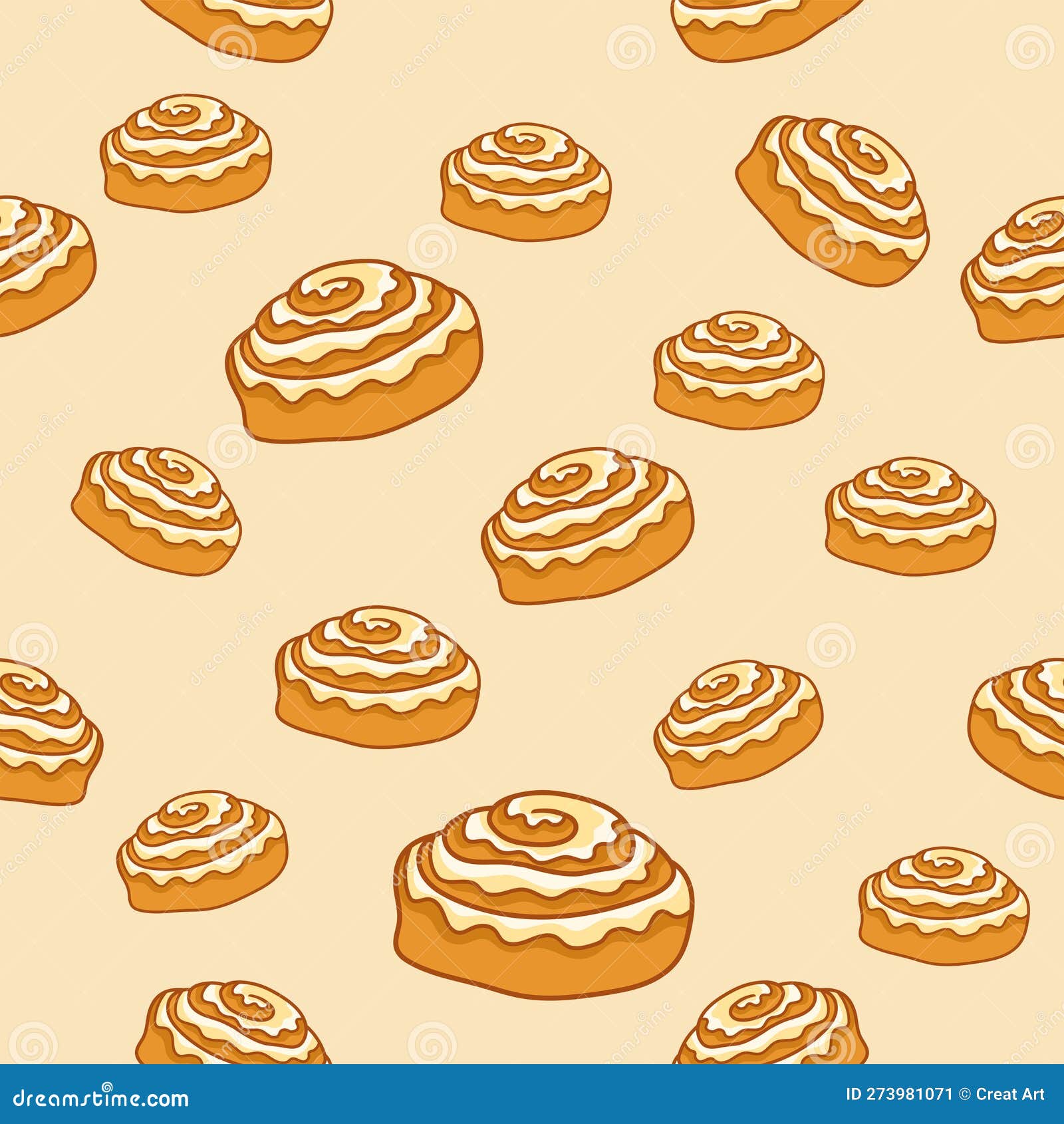 Bun Frosting Cinnamon Roll Seamless Pattern Stock Vector - Illustration ...
