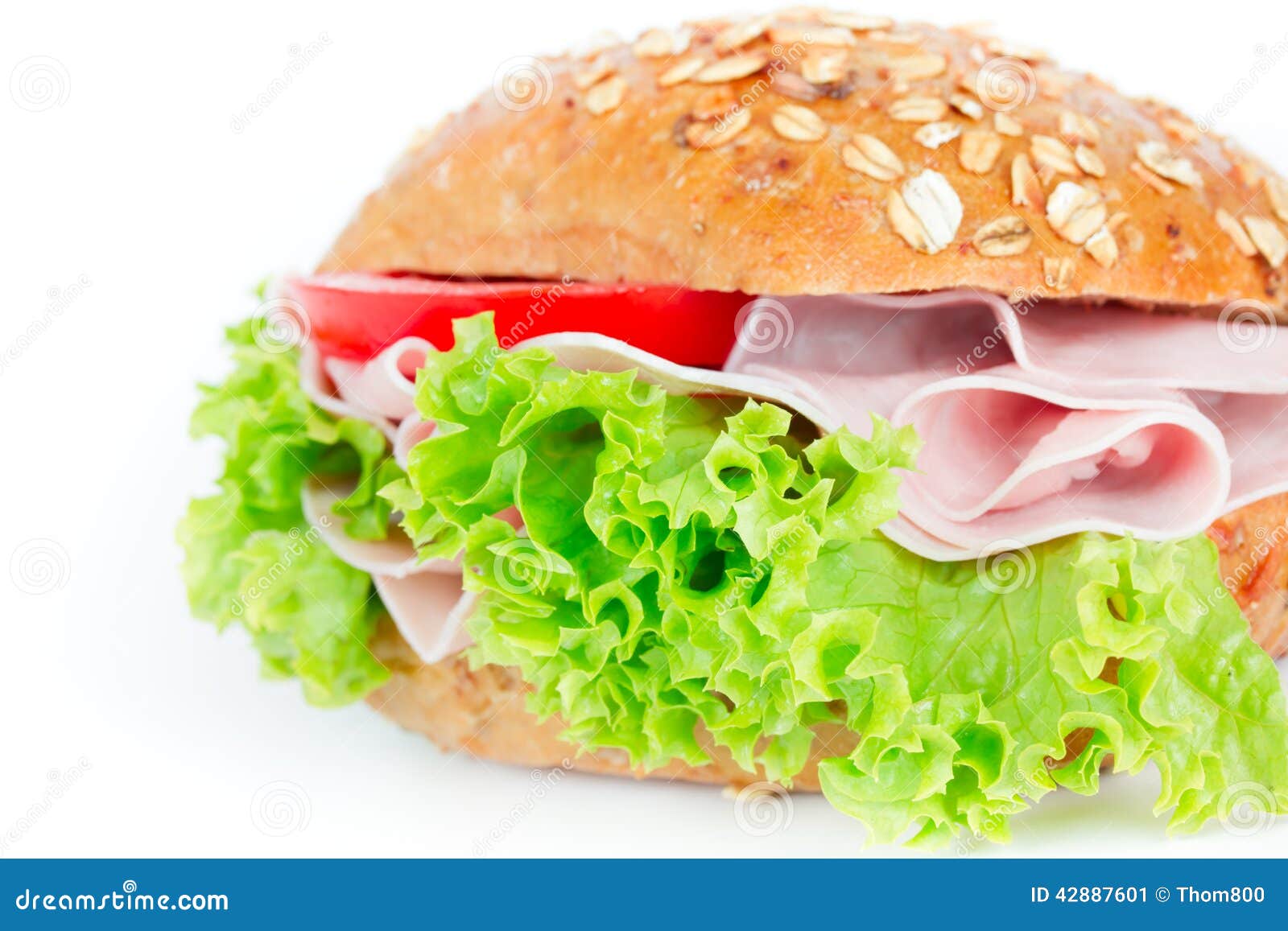 Bun with ham stock image. Image of fast, buns, food, sliced - 42887601