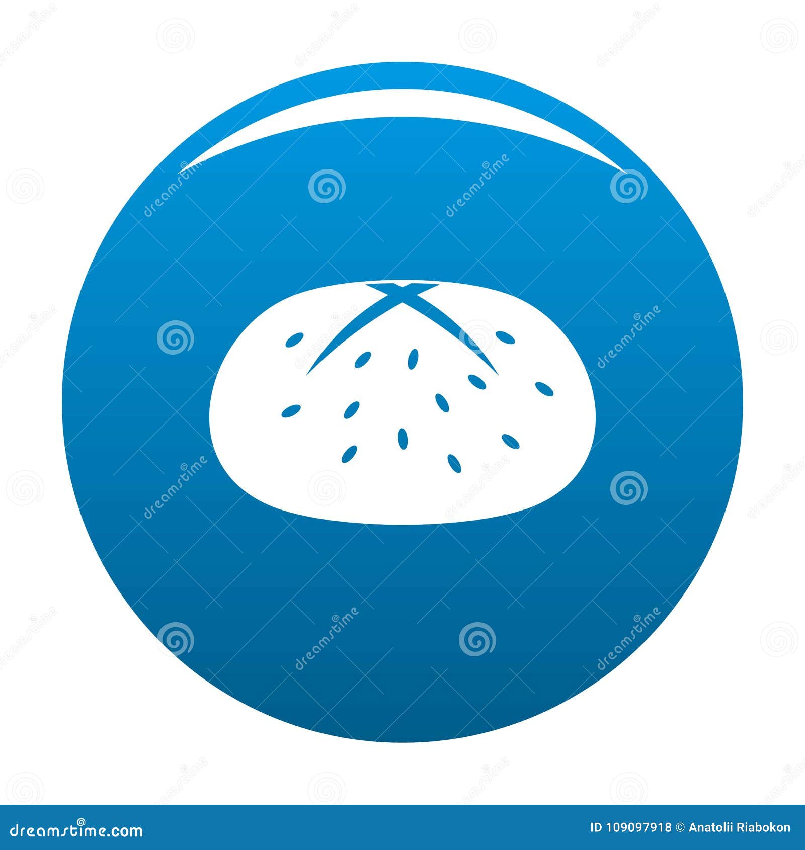 Bun icon blue vector stock vector. Illustration of isolated - 109097918