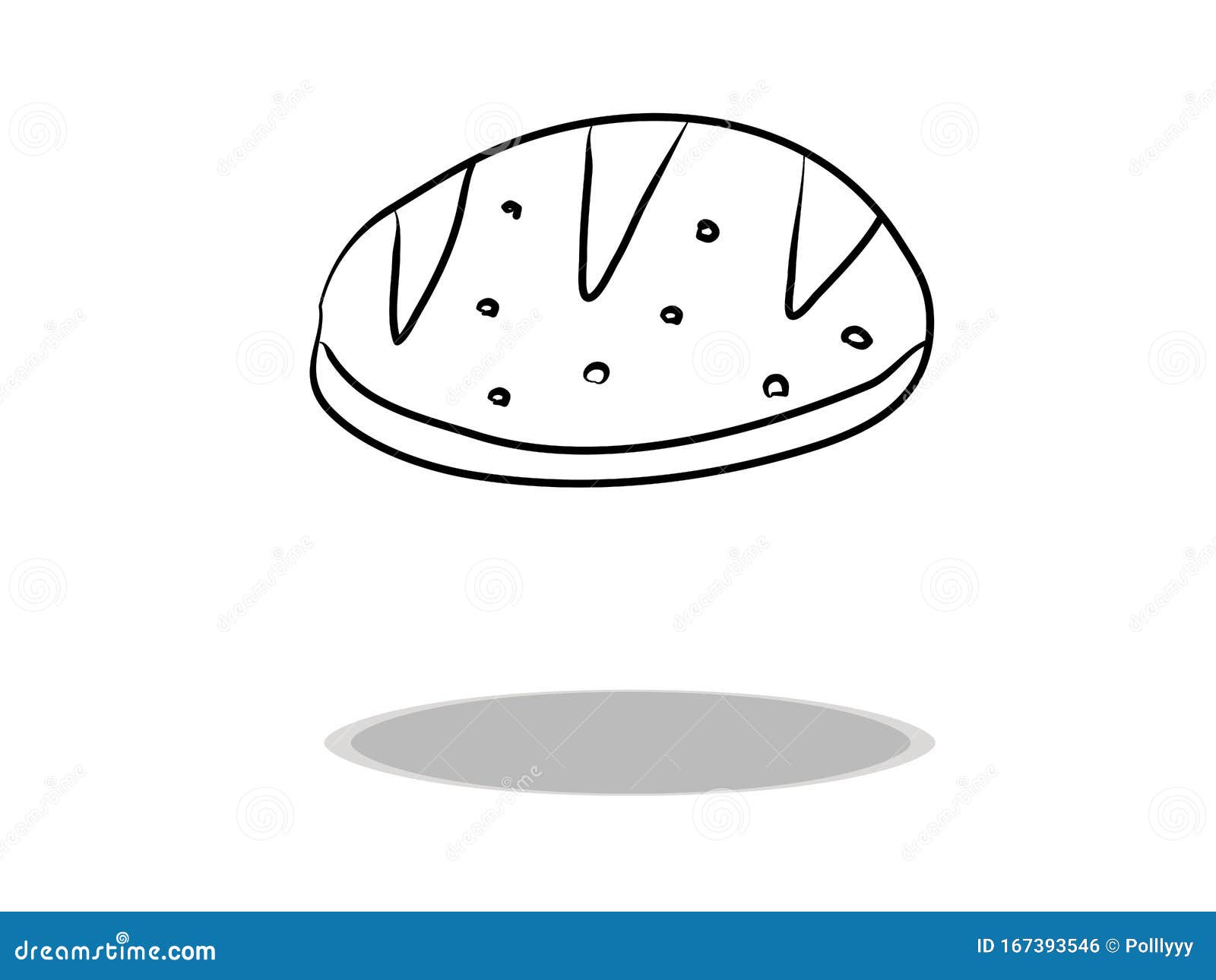 Bun Icon Vector, Hand Drawing. Illustration of Bread, Contour of Symbol ...