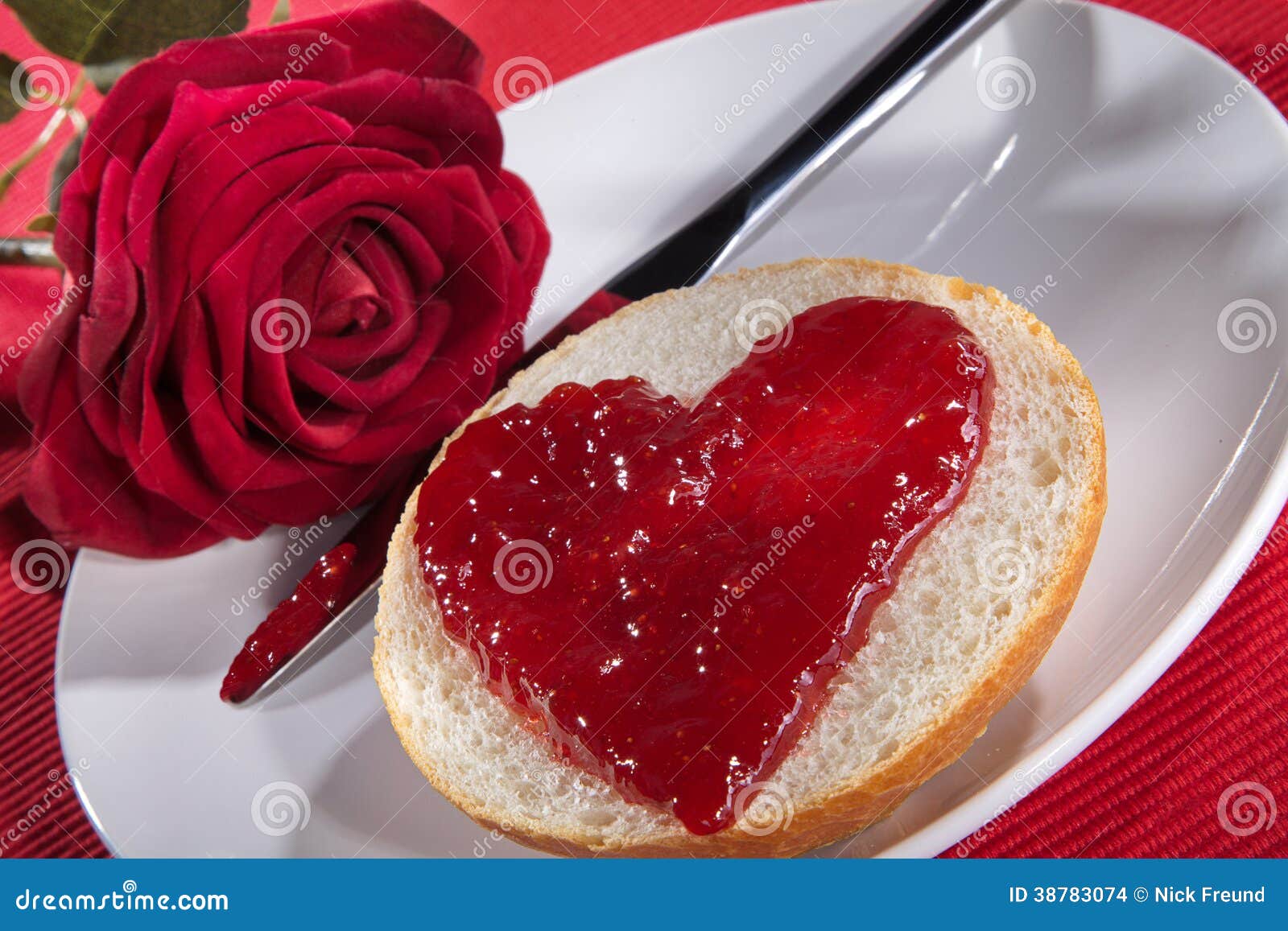 Bun with jam stock photo. Image of food, meal, kniife - 38783074