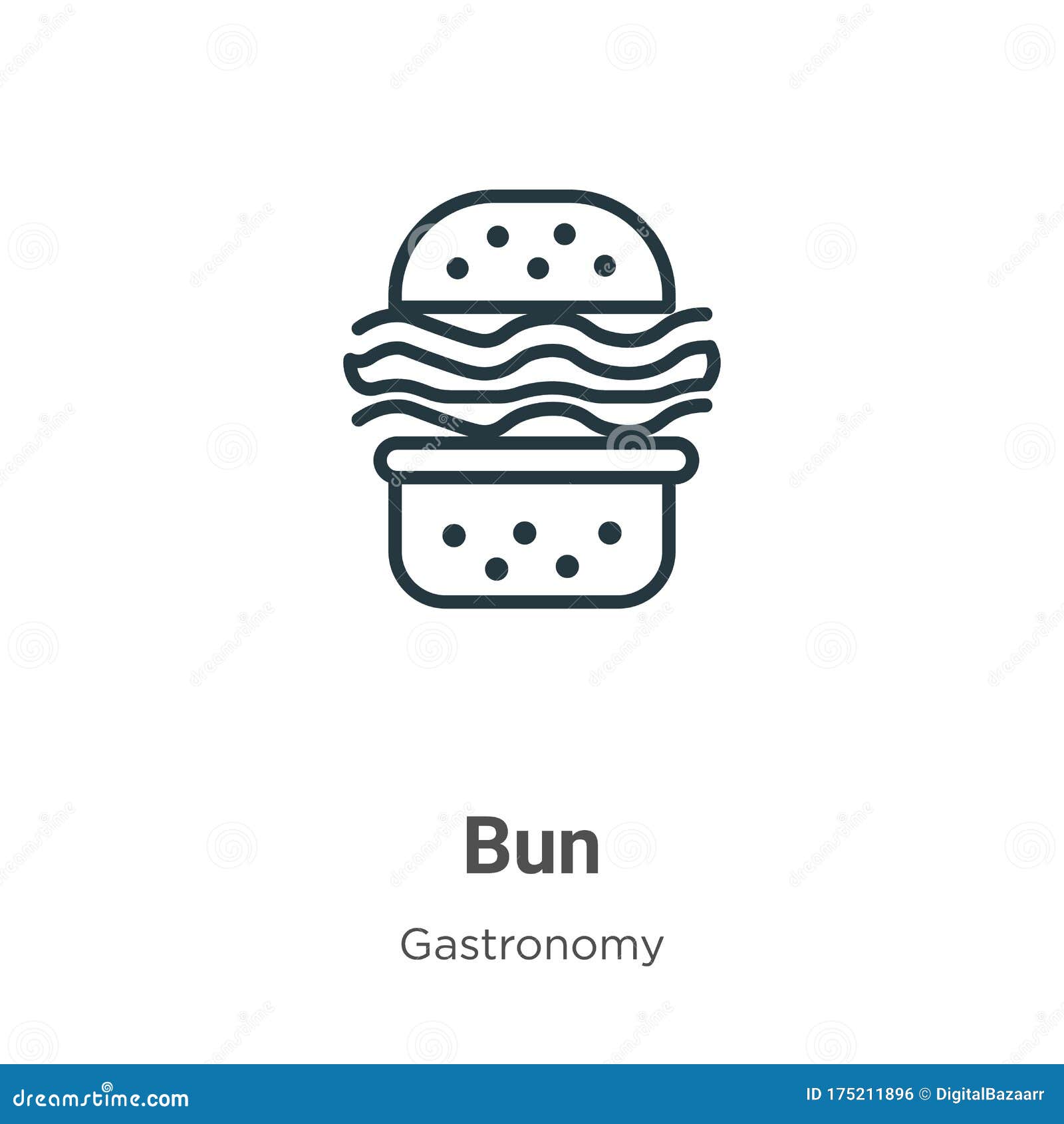 Bun Outline Vector Icon. Thin Line Black Bun Icon, Flat Vector Simple ...