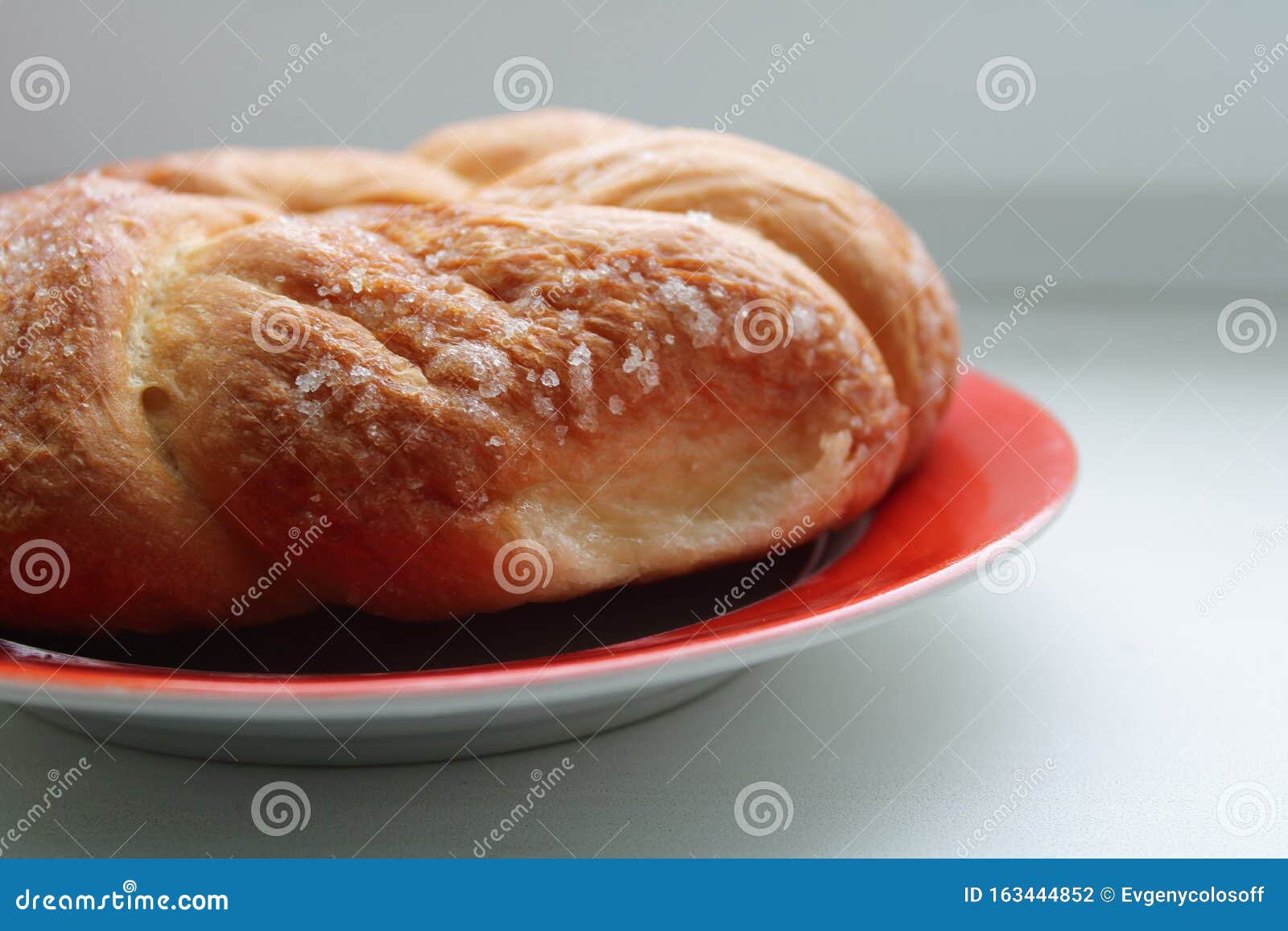 Bun on a Plate on the Table. Stock Photo - Image of white, 05112019: ...