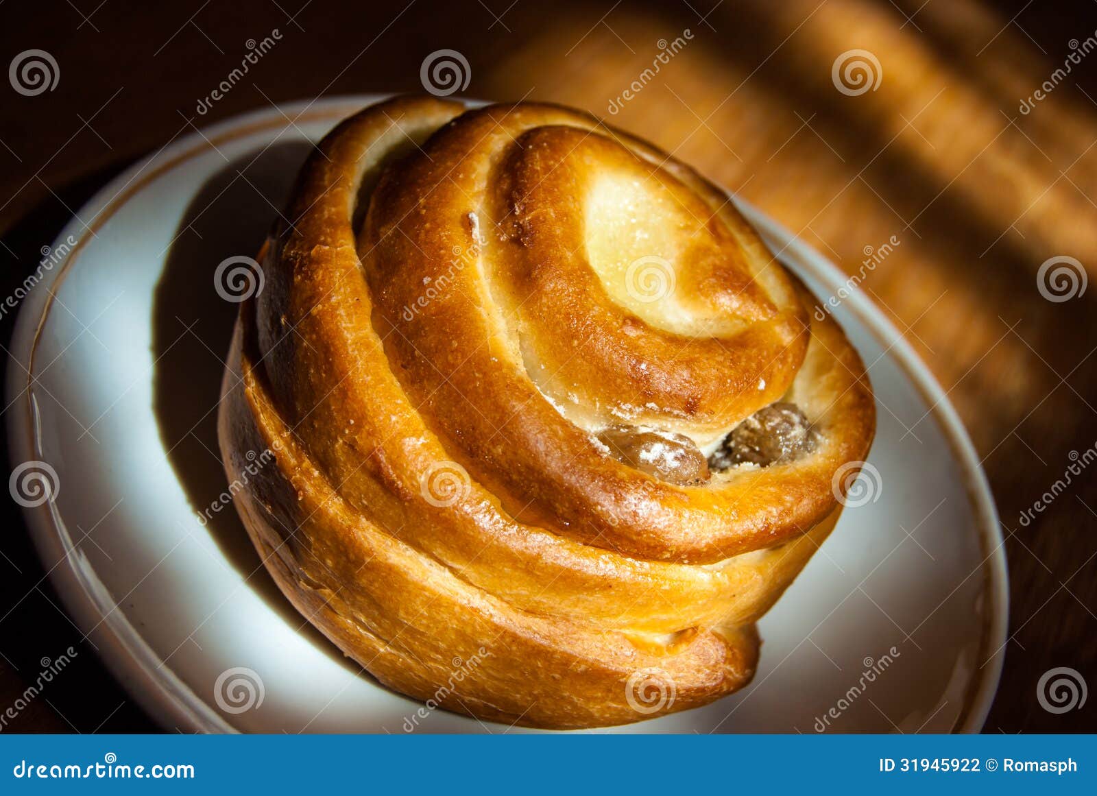 Bun on plate stock photo. Image of bakery, dough, breakfast - 31945922