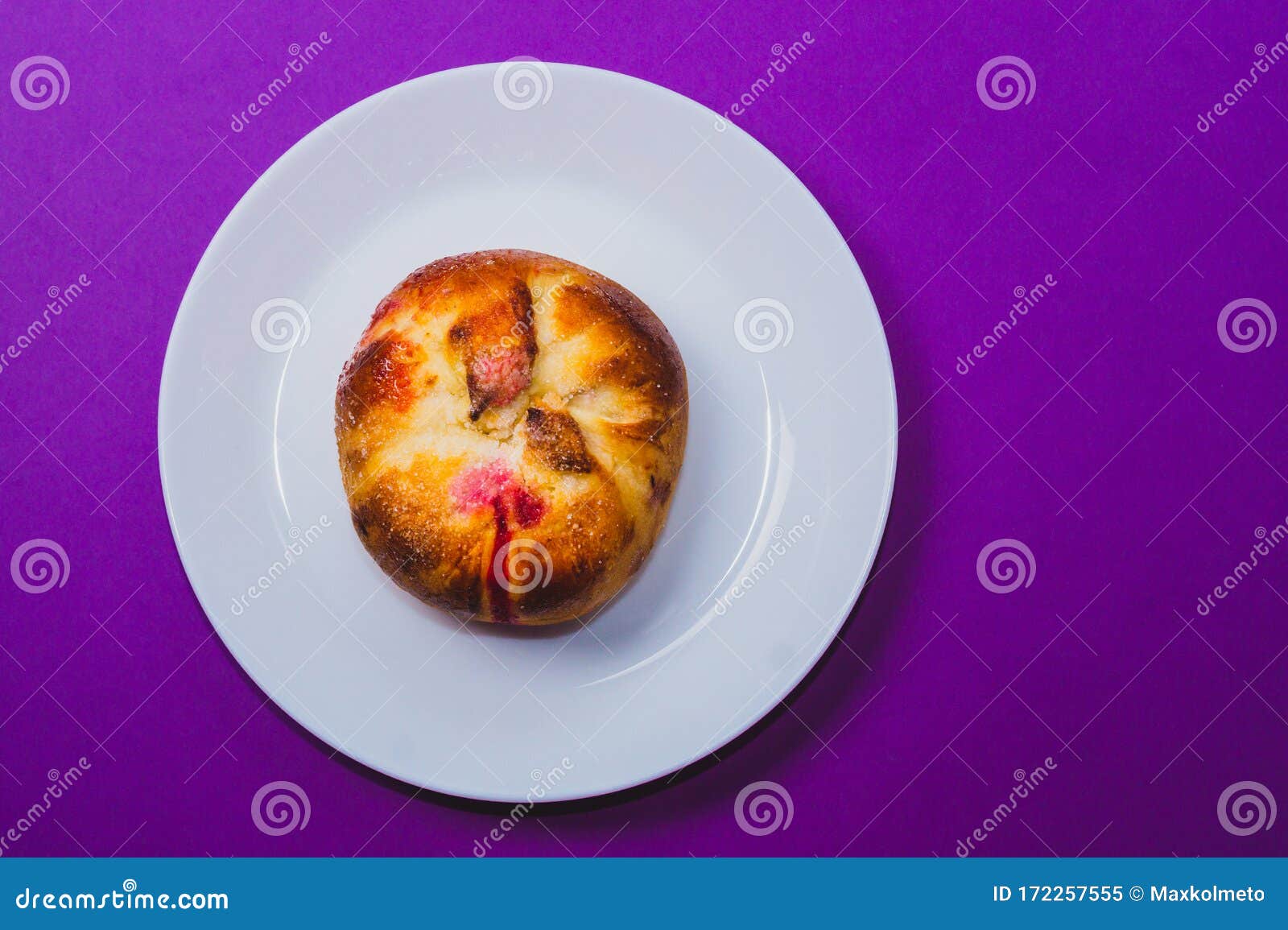 Bun with Red Sweet Jam. Sweet Baking Close Up Stock Image - Image of ...