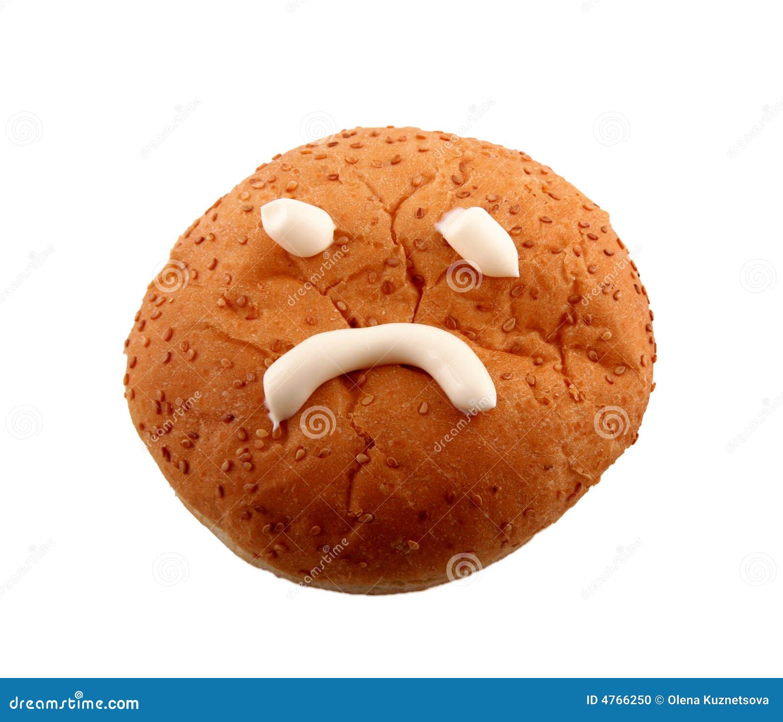 Bun with sad face stock photo. Image of mishap, mouth - 4766250