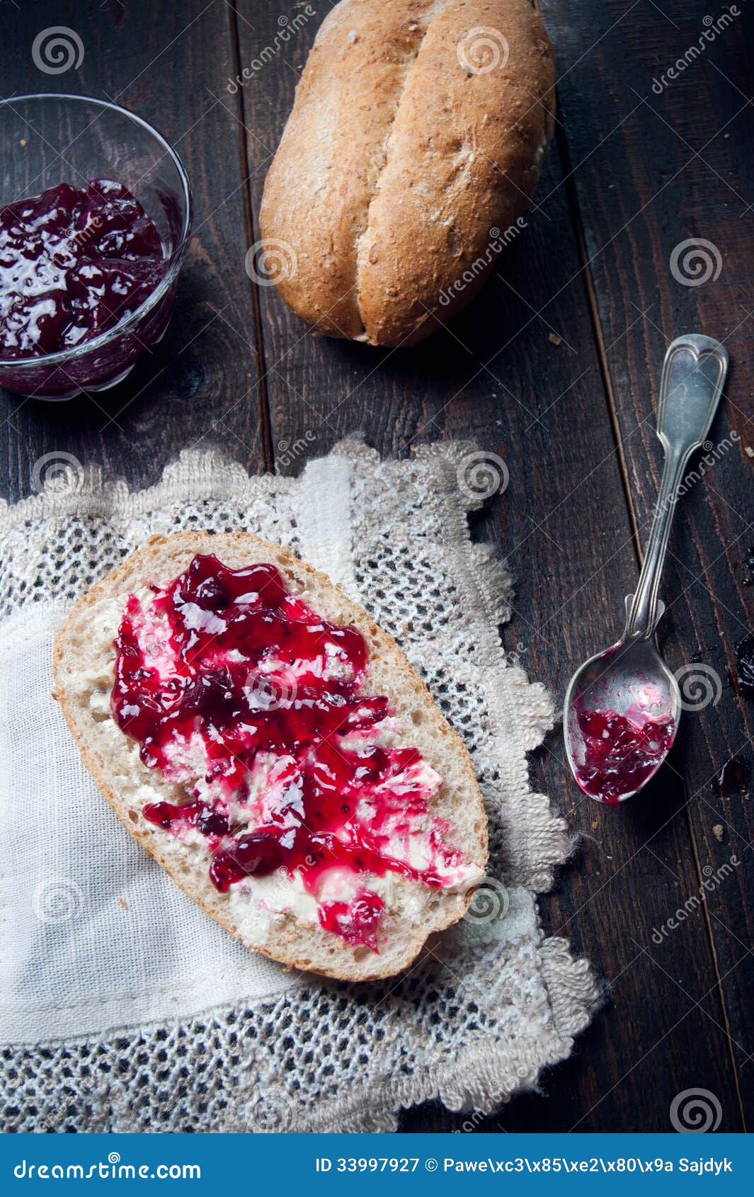 Bun with Sweet Jam for Breakfast Stock Image - Image of nutrition ...