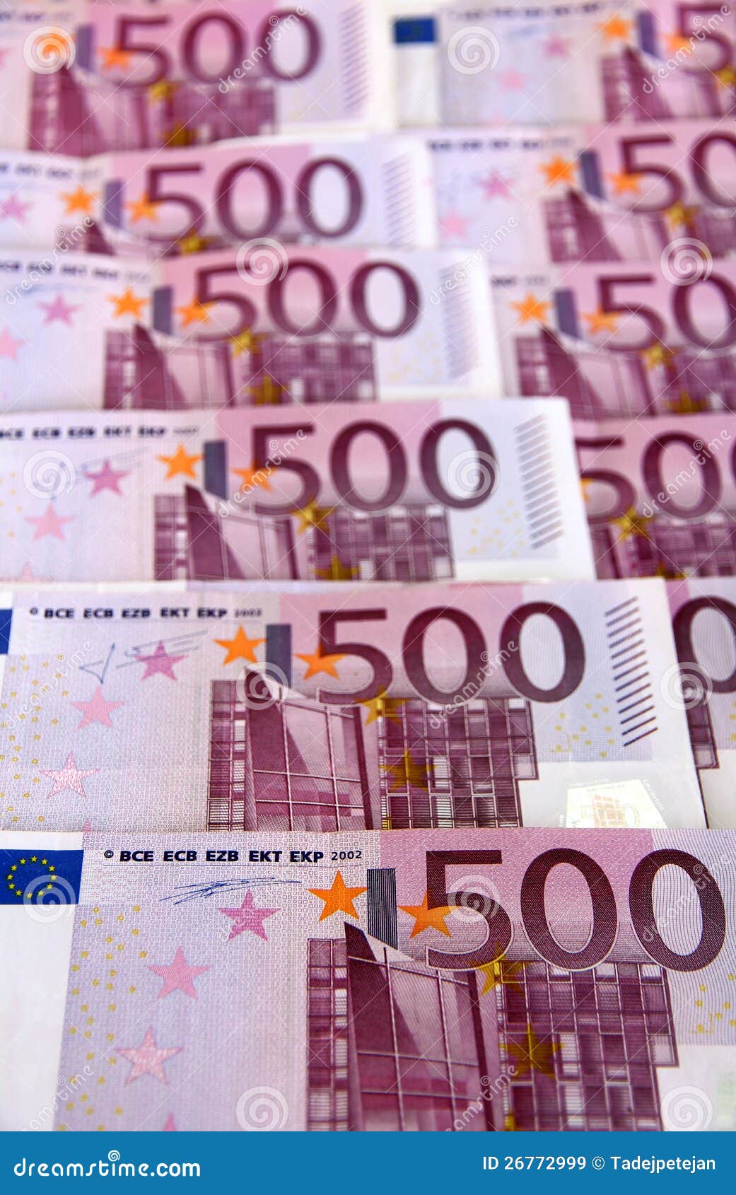 Bunch of 500 Euro Banknotes (vertical) Stock Image - Image of eurozone ...