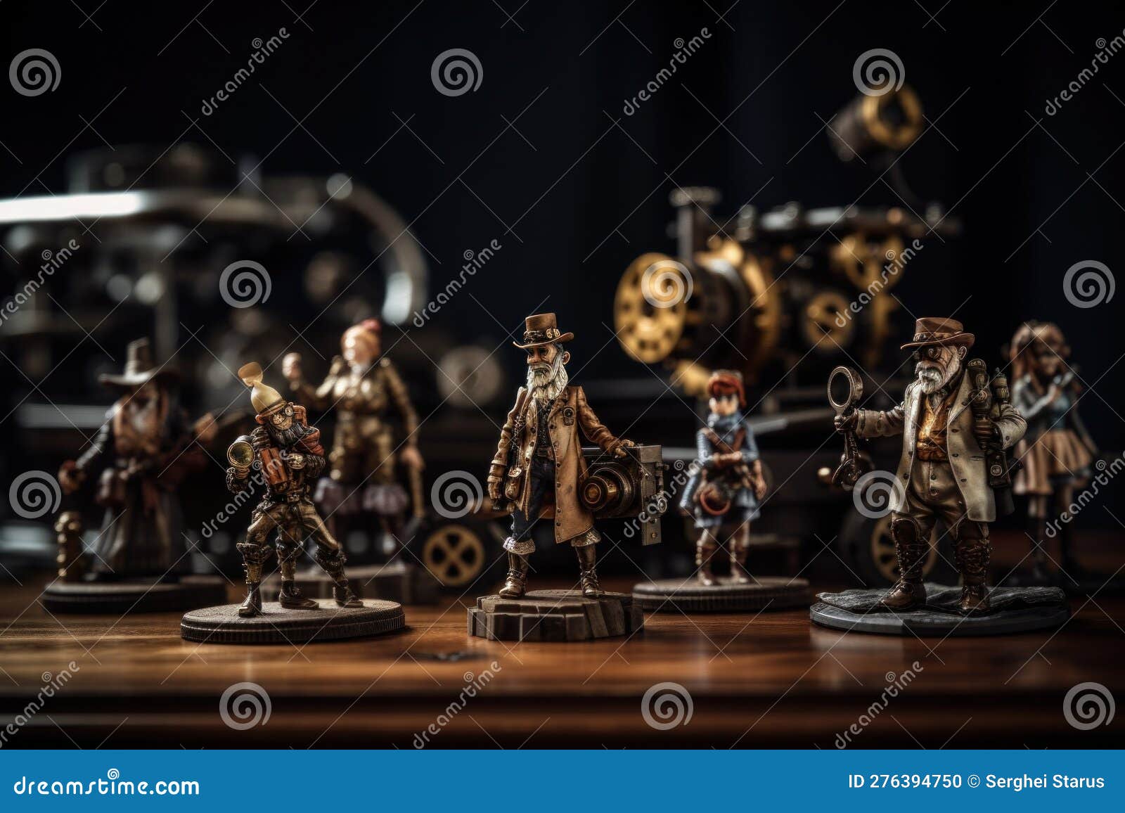 A Bunch of Action Steampunk Figures on Top of a Wooden Table. AI ...