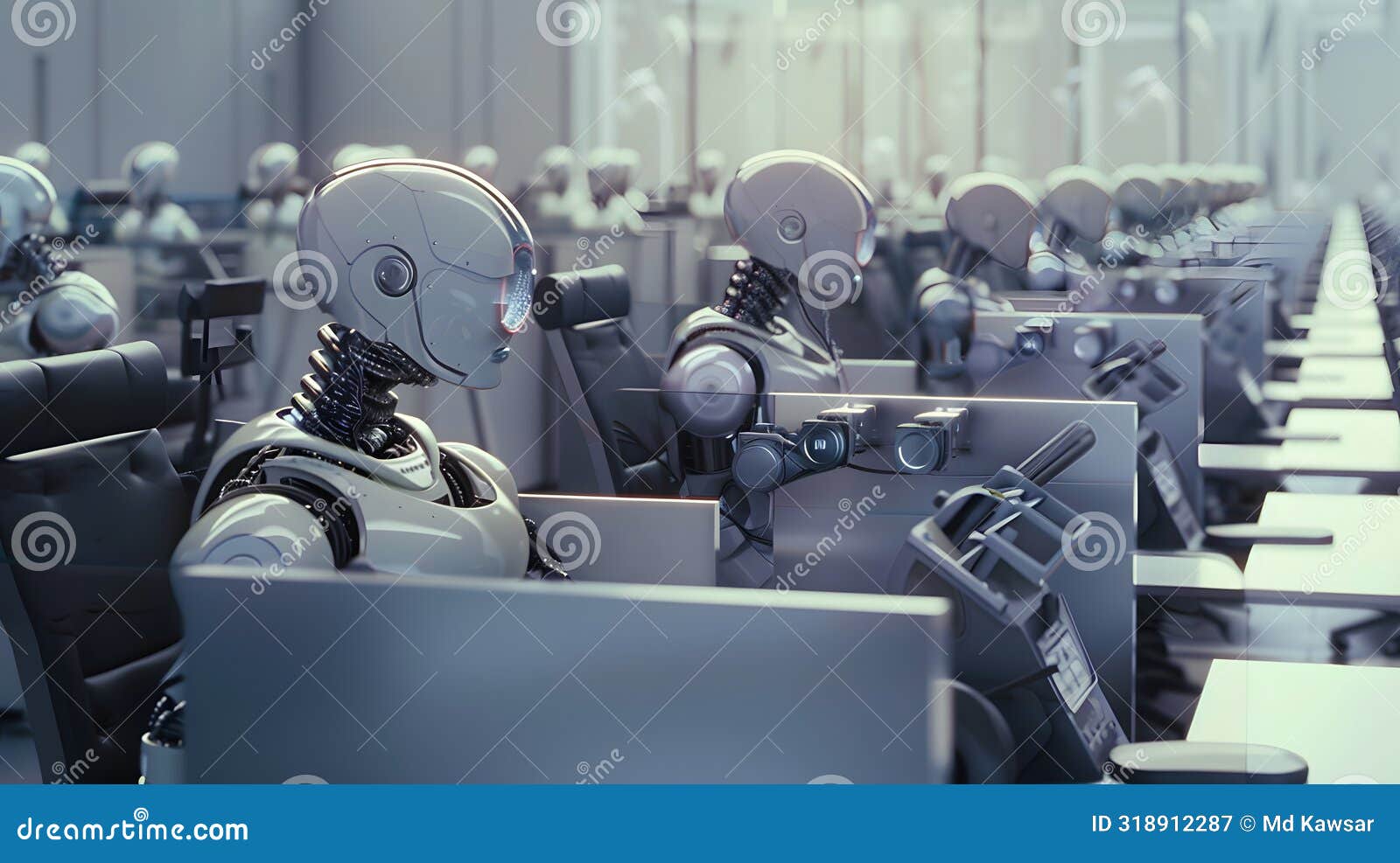 AI Robots at Work in a Modern Technology Office, Ai Generated Editorial ...