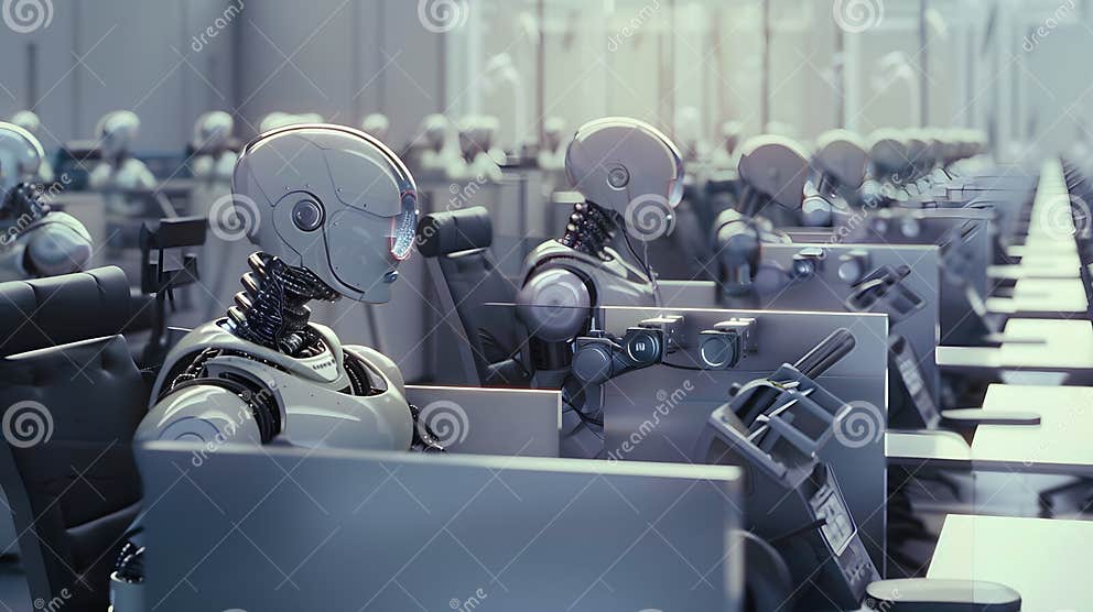 AI Robots at Work in a Modern Technology Office, Ai Generated Editorial ...