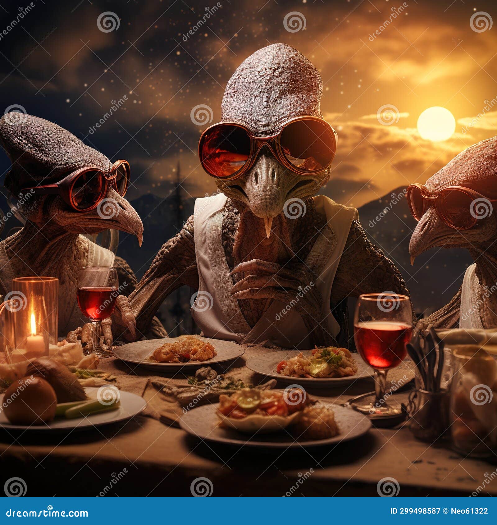 A Bunch of Aliens Sumptuous Dinner at a High Table Extraterrestrial ...
