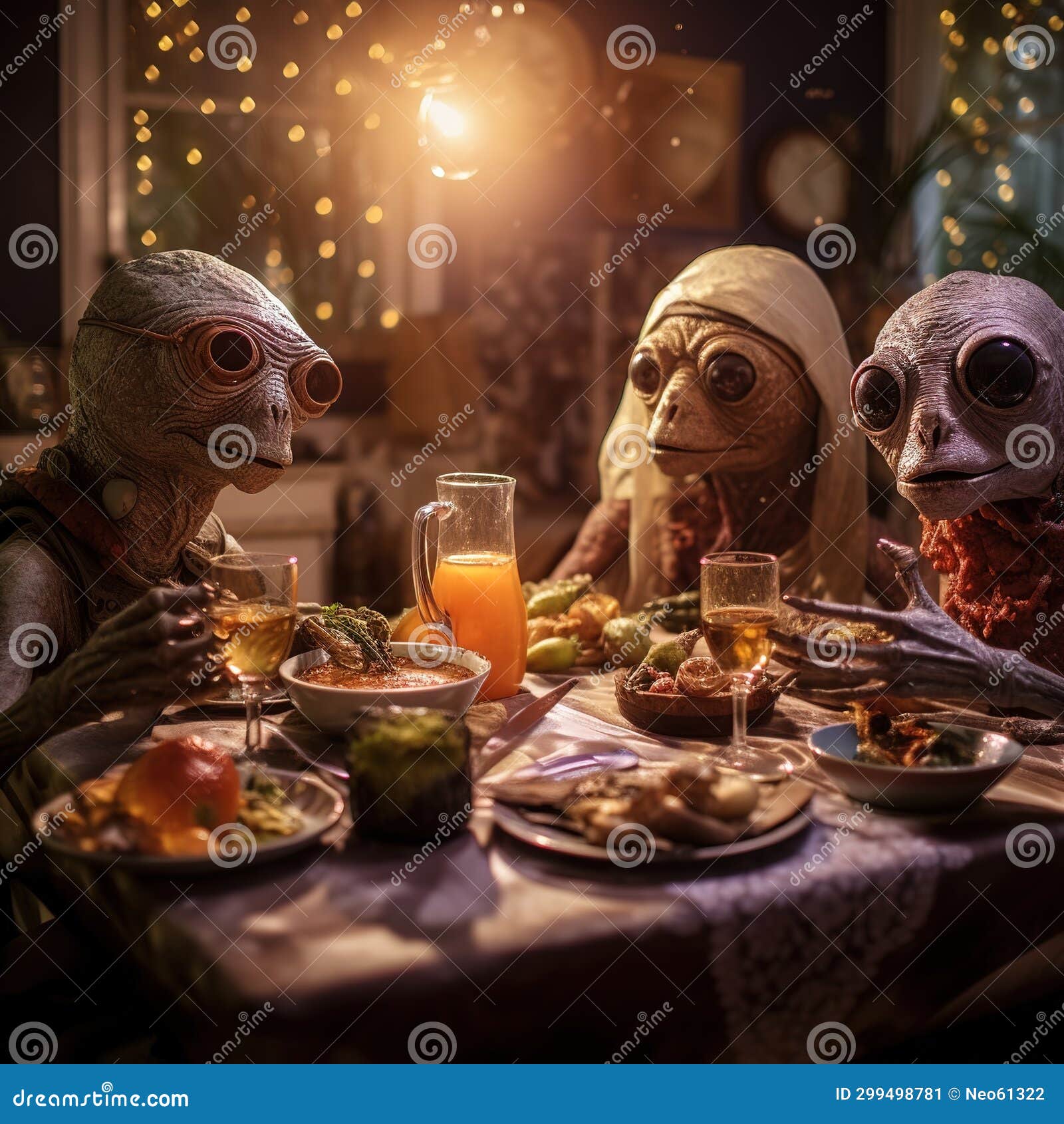 A Bunch of Aliens Sumptuous Dinner at a High Table Extraterrestrial ...