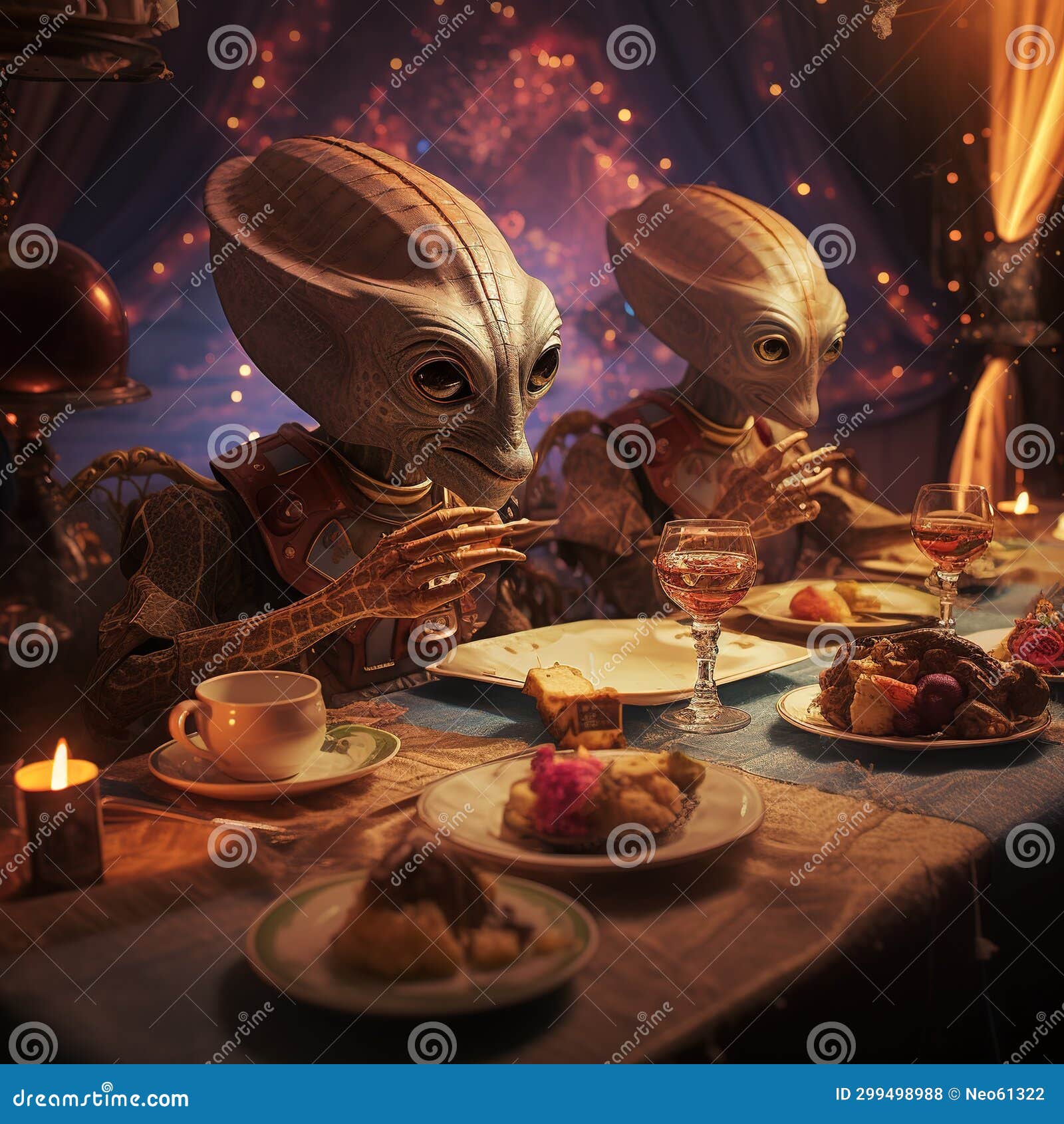 A Bunch of Aliens Sumptuous Dinner at a High Table Extraterrestrial ...