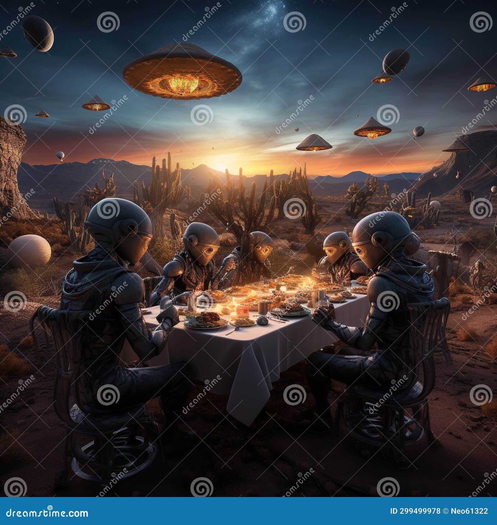A Bunch of Aliens Sumptuous Dinner at a High Table Extraterrestrial ...
