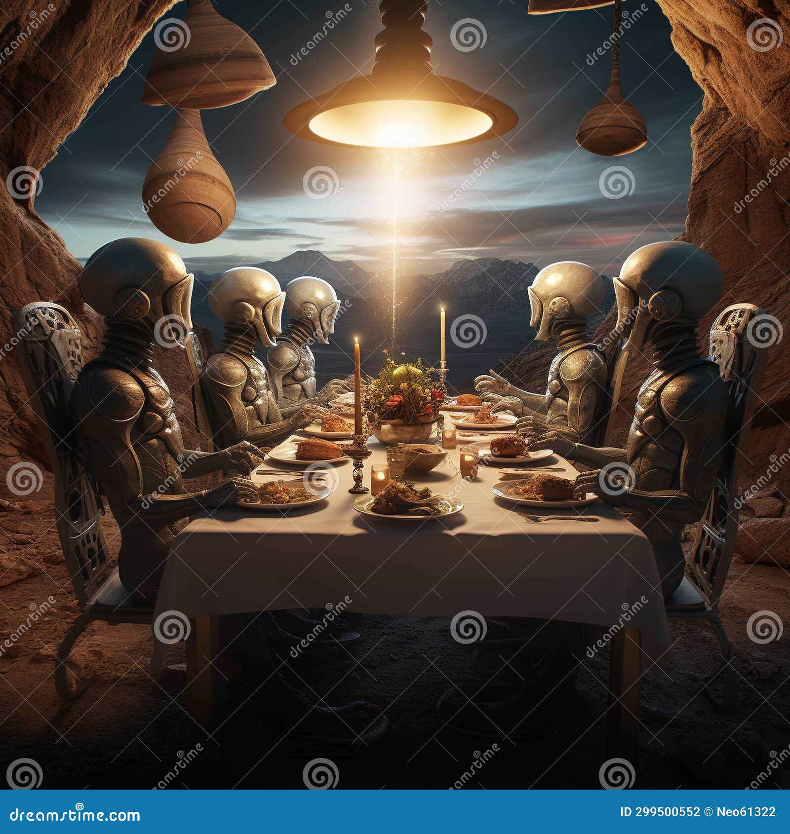 A Bunch of Aliens Sumptuous Dinner at a High Table Extraterrestrial ...