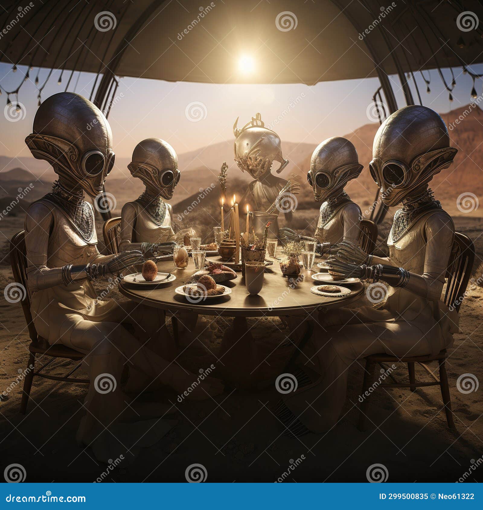 A Bunch of Aliens Sumptuous Dinner at a High Table Extraterrestrial ...