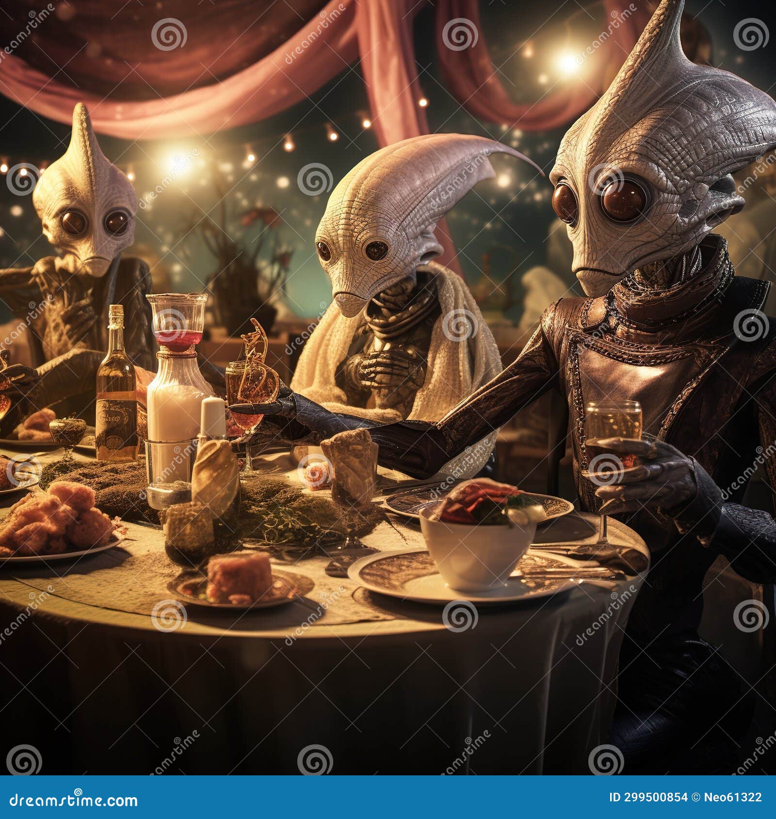 A Bunch of Aliens Sumptuous Dinner at a High Table Extraterrestrial ...