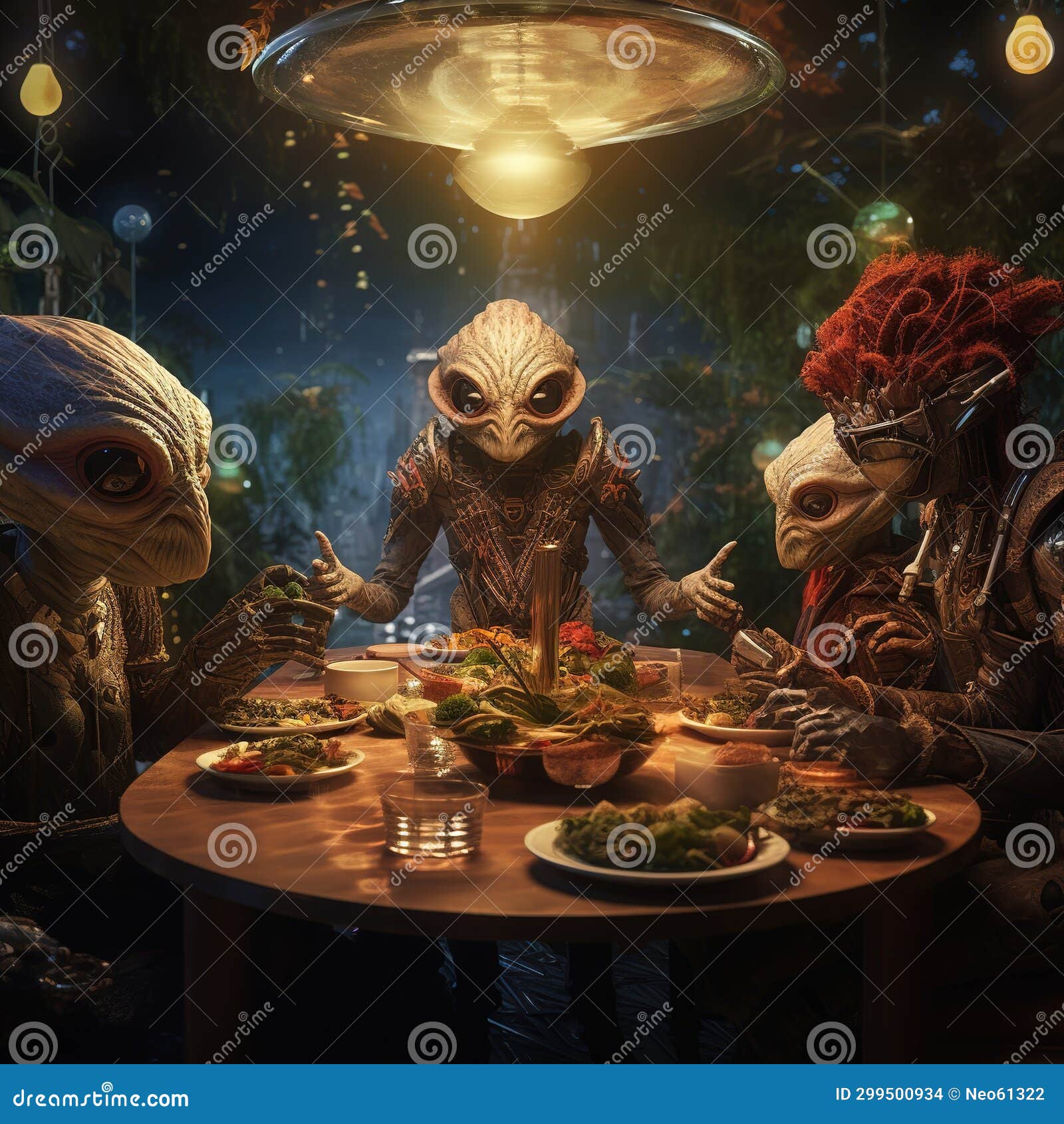 A Bunch of Aliens Sumptuous Dinner at a High Table Extraterrestrial ...