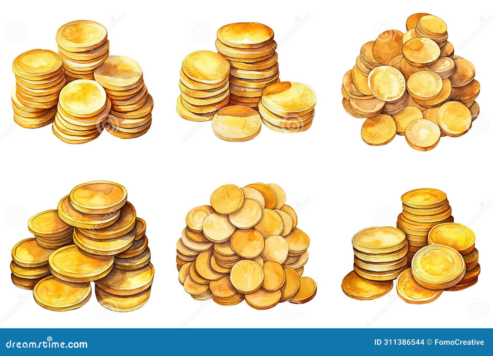 A Bunch of Assorted Coins Gathered Together Stock Photo - Illustration ...