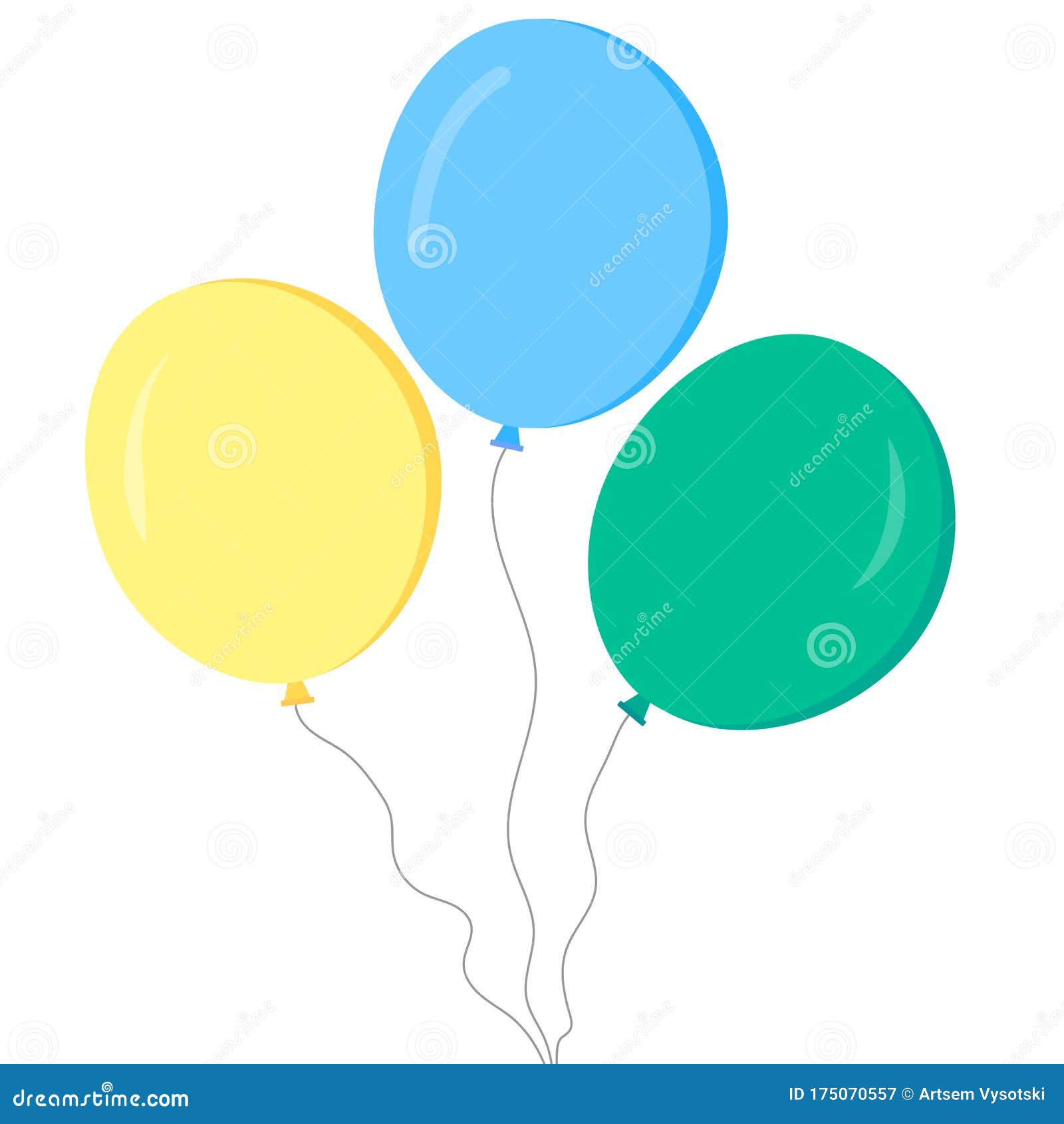 Bunch of Balloons in Cartoon Flat Style Isolated on White Background ...