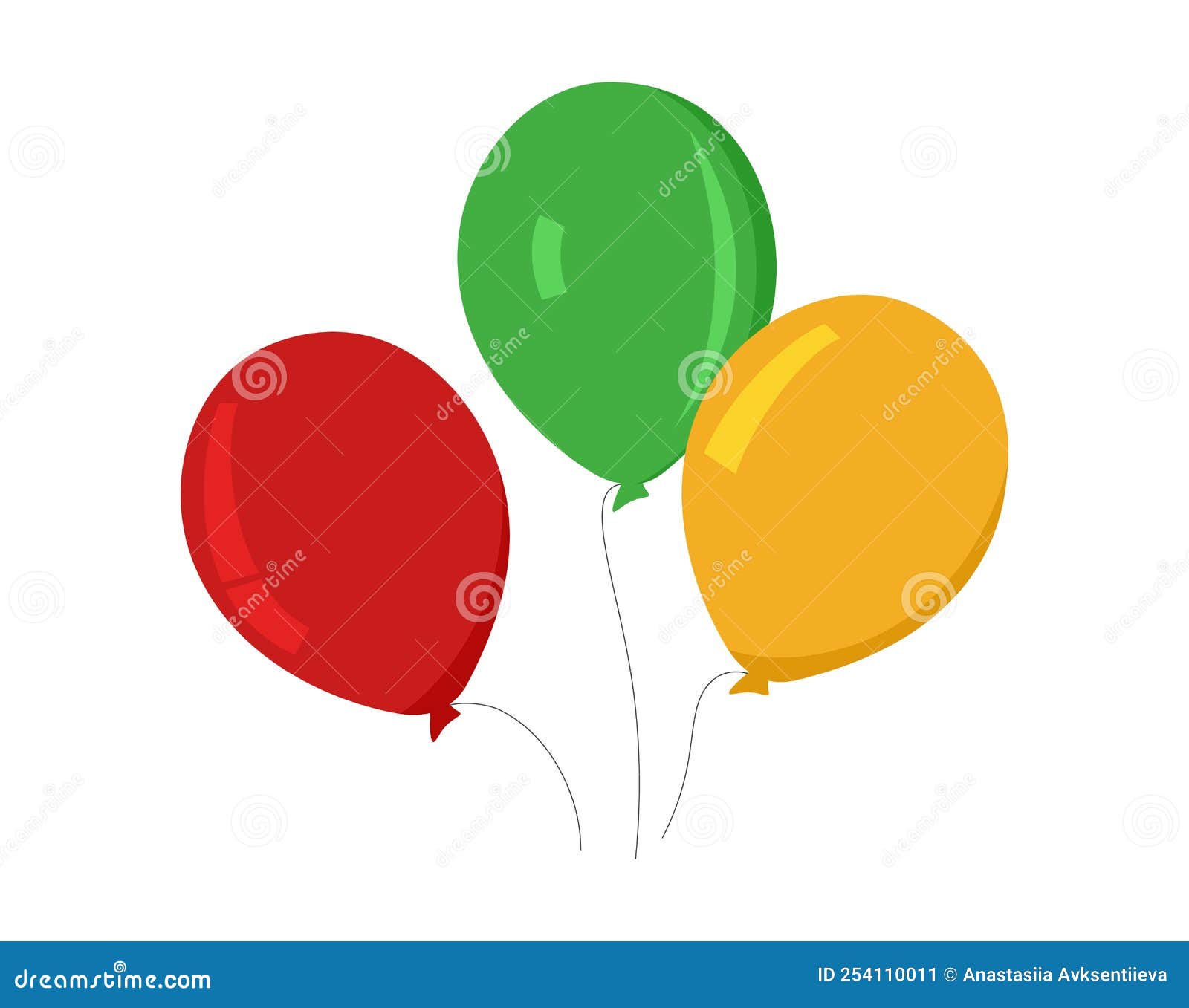 Bunch of Balloons in Cartoon Style Isolated on White Background. Vector ...