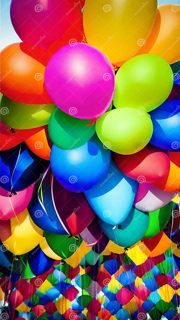 A Bunch of Balloons in Different Colors and Shapes Illustration ...