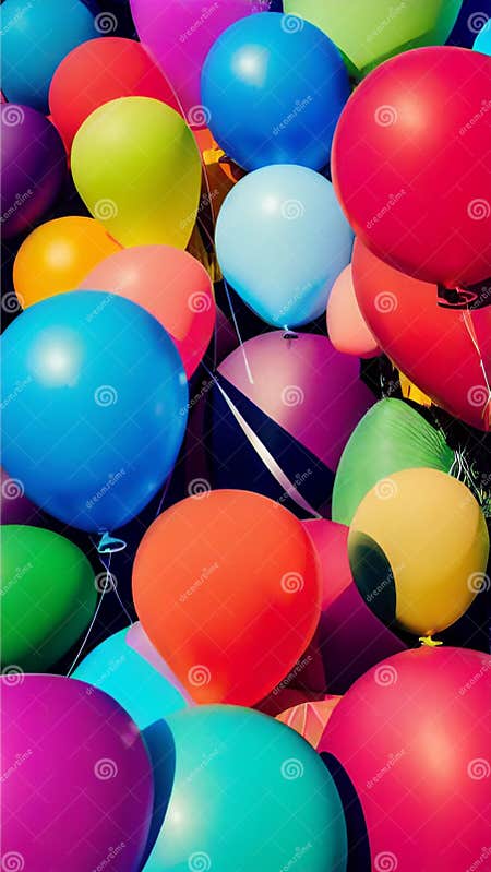 A Bunch of Balloons in Different Colors and Shapes Illustration ...
