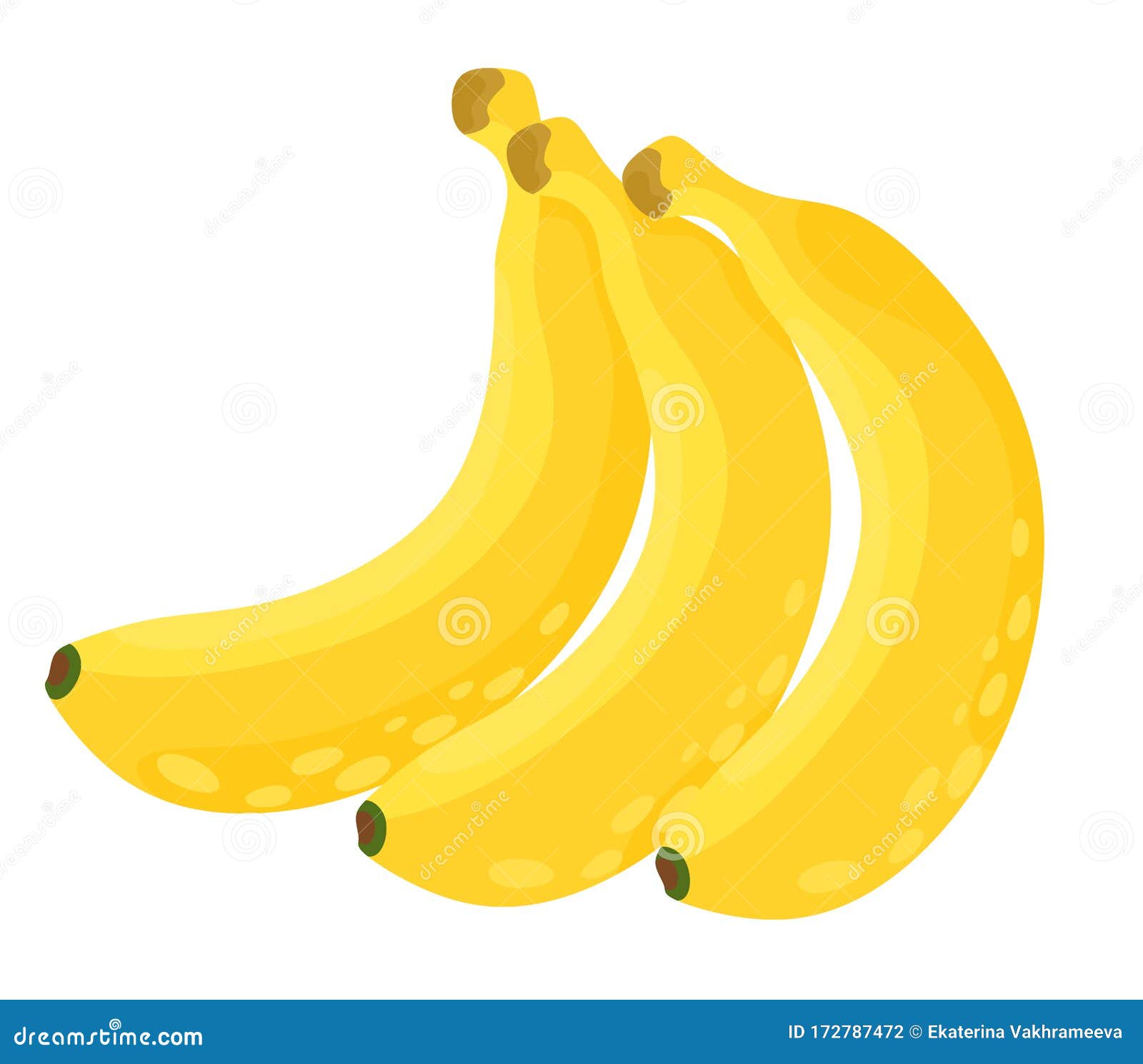 Bunch of Bananas in Cartoon Flat Style on a White Background. Vector ...