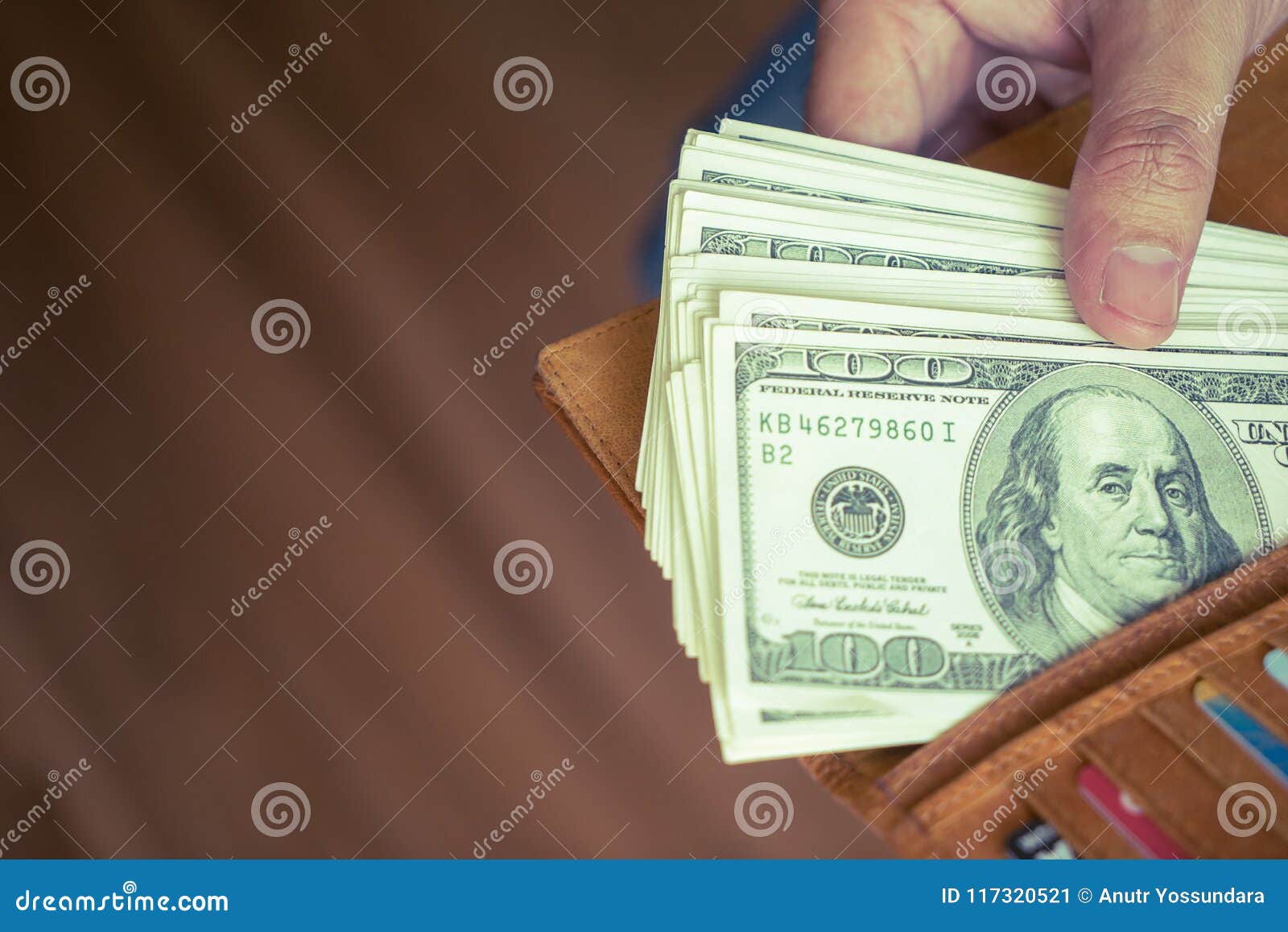 Bunch of Bank Notes Out from Wallet Stock Image - Image of open ...