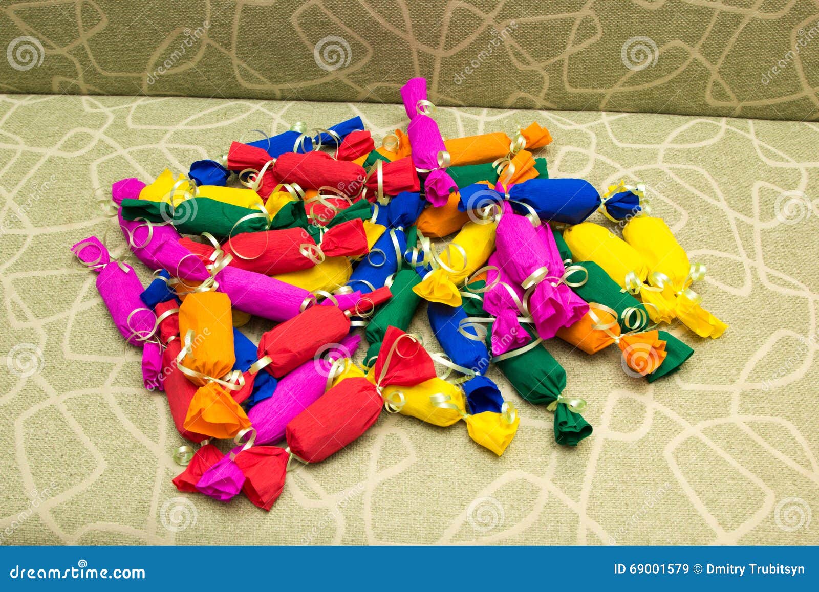 Bunch of Big Candies Wrapped in Crepe Paper Stock Image - Image of ...